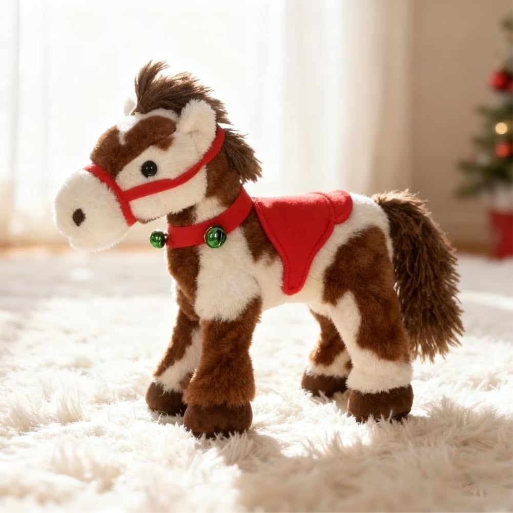Interactive Brown White Spotted Electric Plush Horse, Walking Stuffed ...