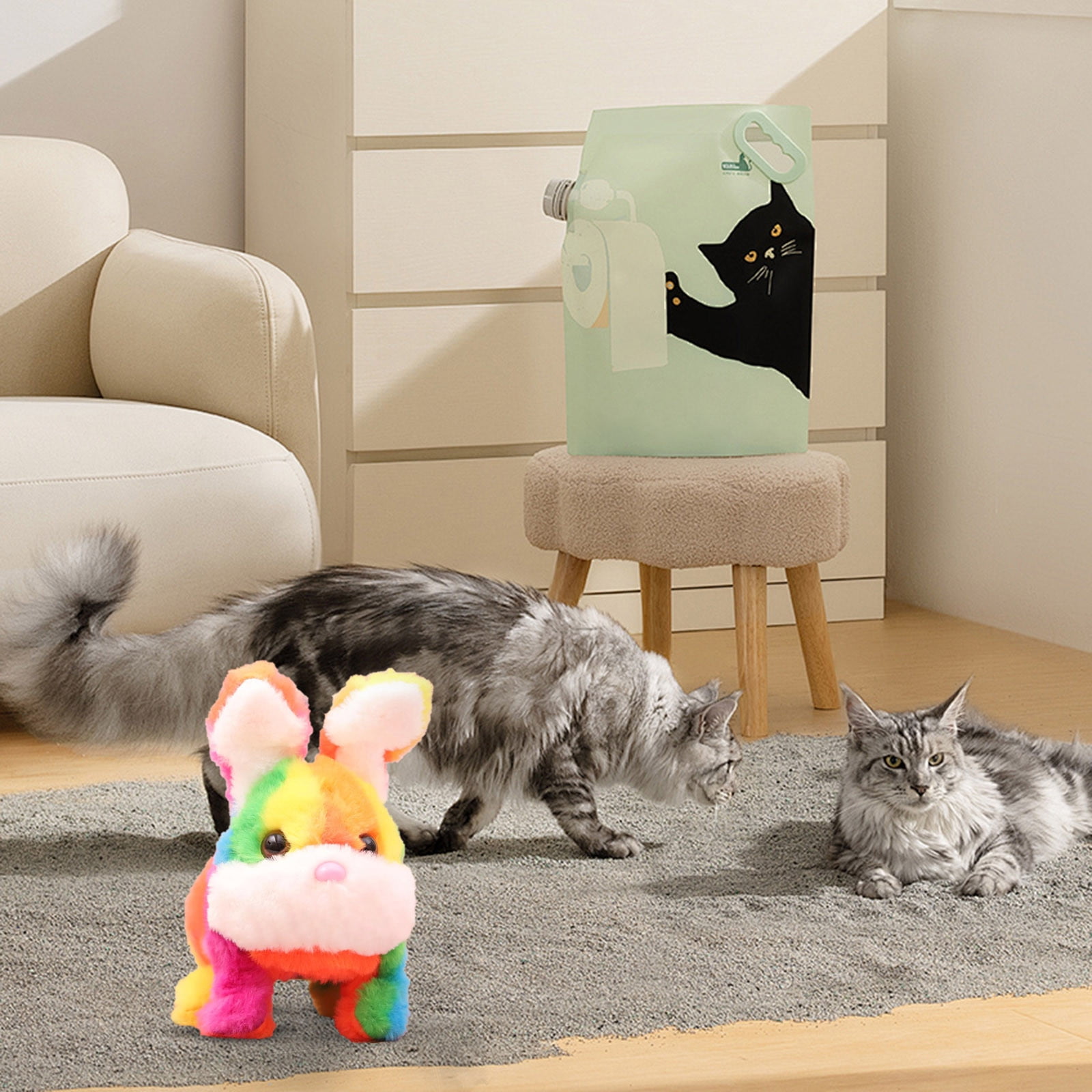 Interactive Bunny Toy Realistic Walking Rabbit Educational Handmade ...