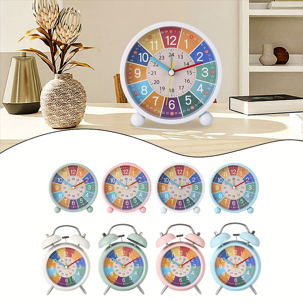 Interactive Cartoon Alarm Clock with Soft Night Light Silent Desktop ...