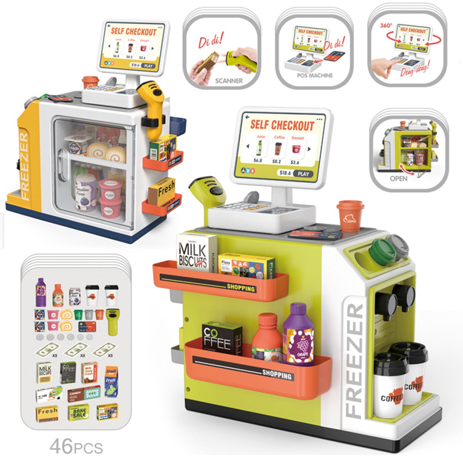 Interactive Cash Register Playset for Kids - Includes 46 Accessories ...