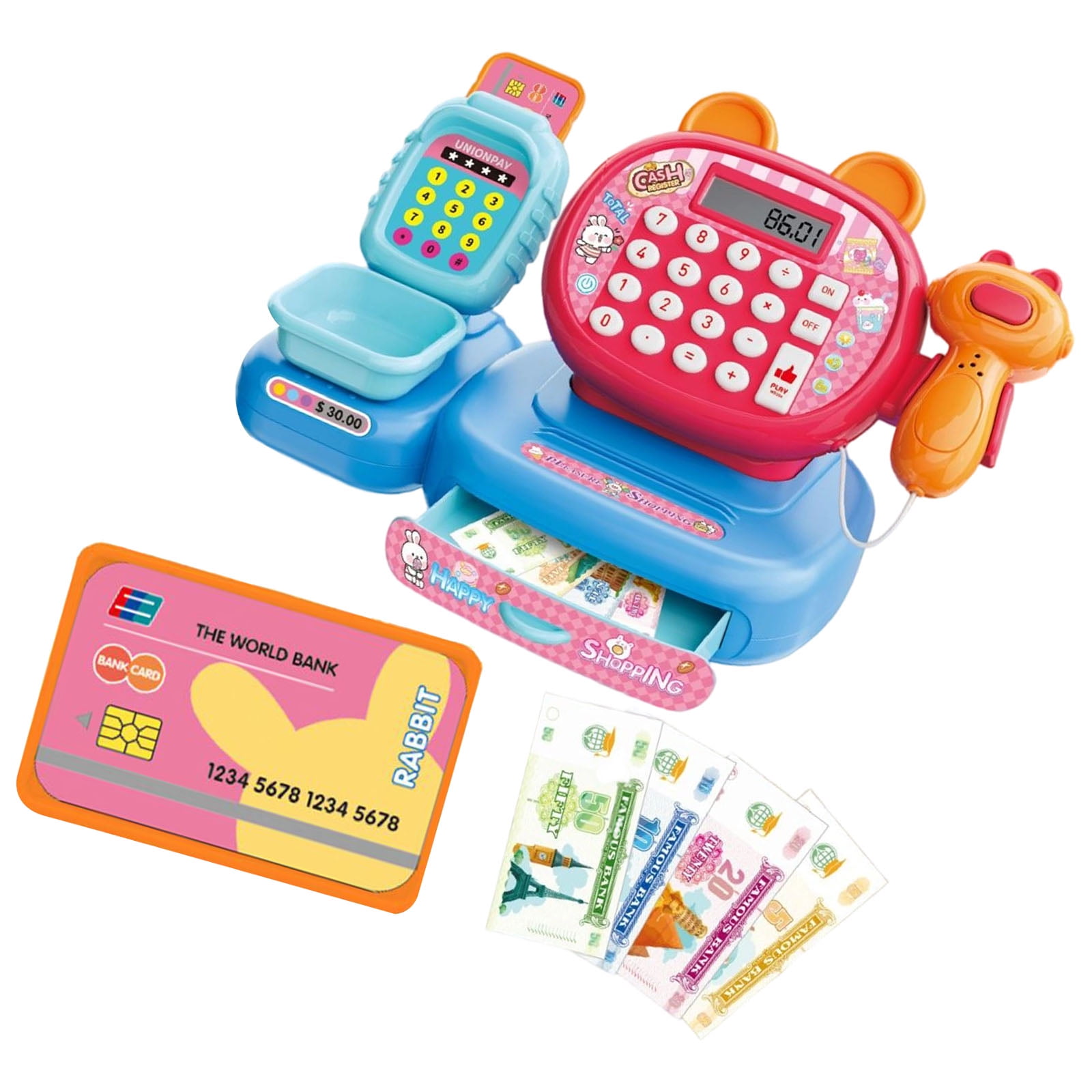 Interactive Cash Register Toy for Kids, Pretend Supermarket Checkout ...