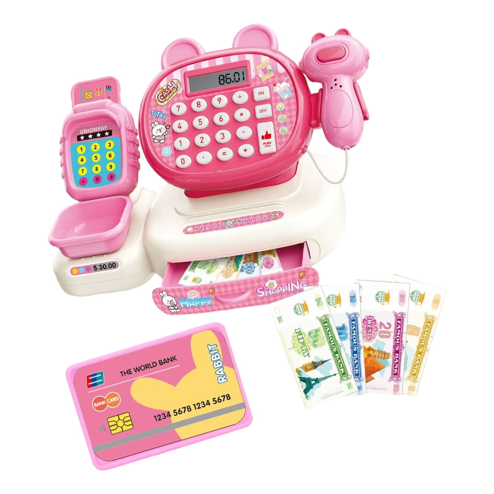 Interactive Cash Register Toy for Kids, Pretend Supermarket Checkout ...