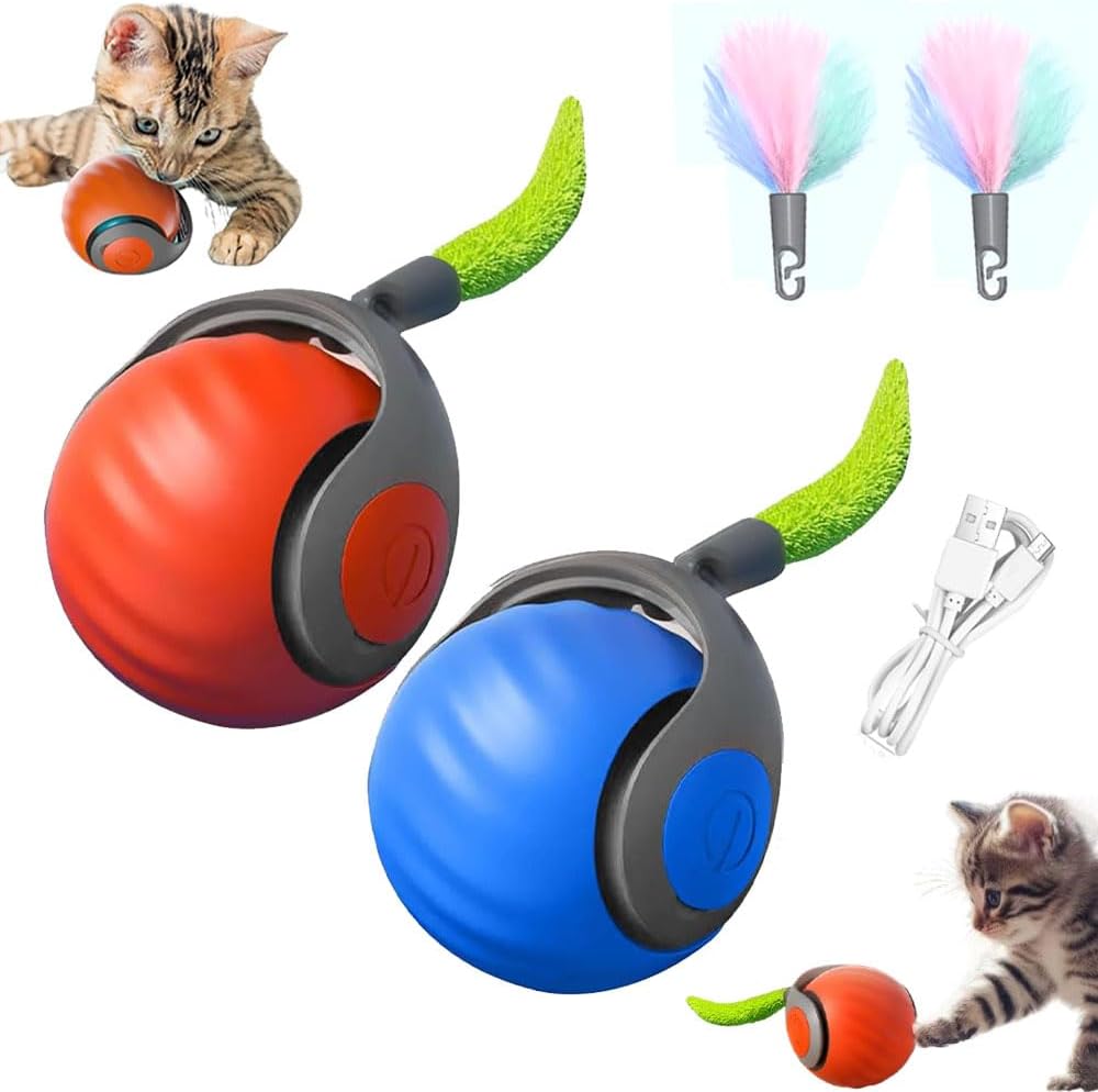 Interactive Cat Ball Toy, 2025 Cat Rolling Ball Touch Motion Activated ...
