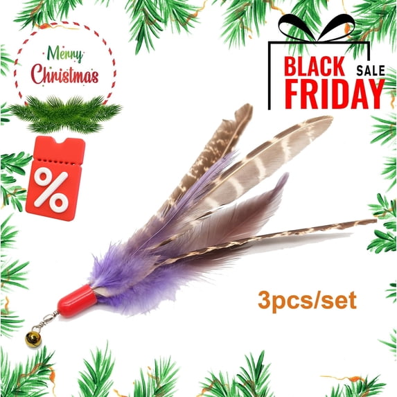 Interactive Cat Feather Toy-Cat Toy Wand Replacement Feathers with Bell ...