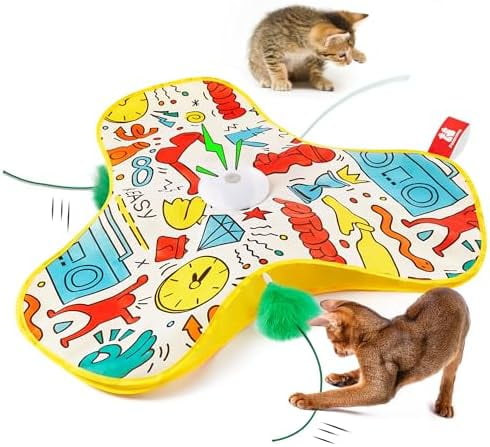 Interactive Cat Feather Toys, Hide and Seek Concealed Moving Feather ...