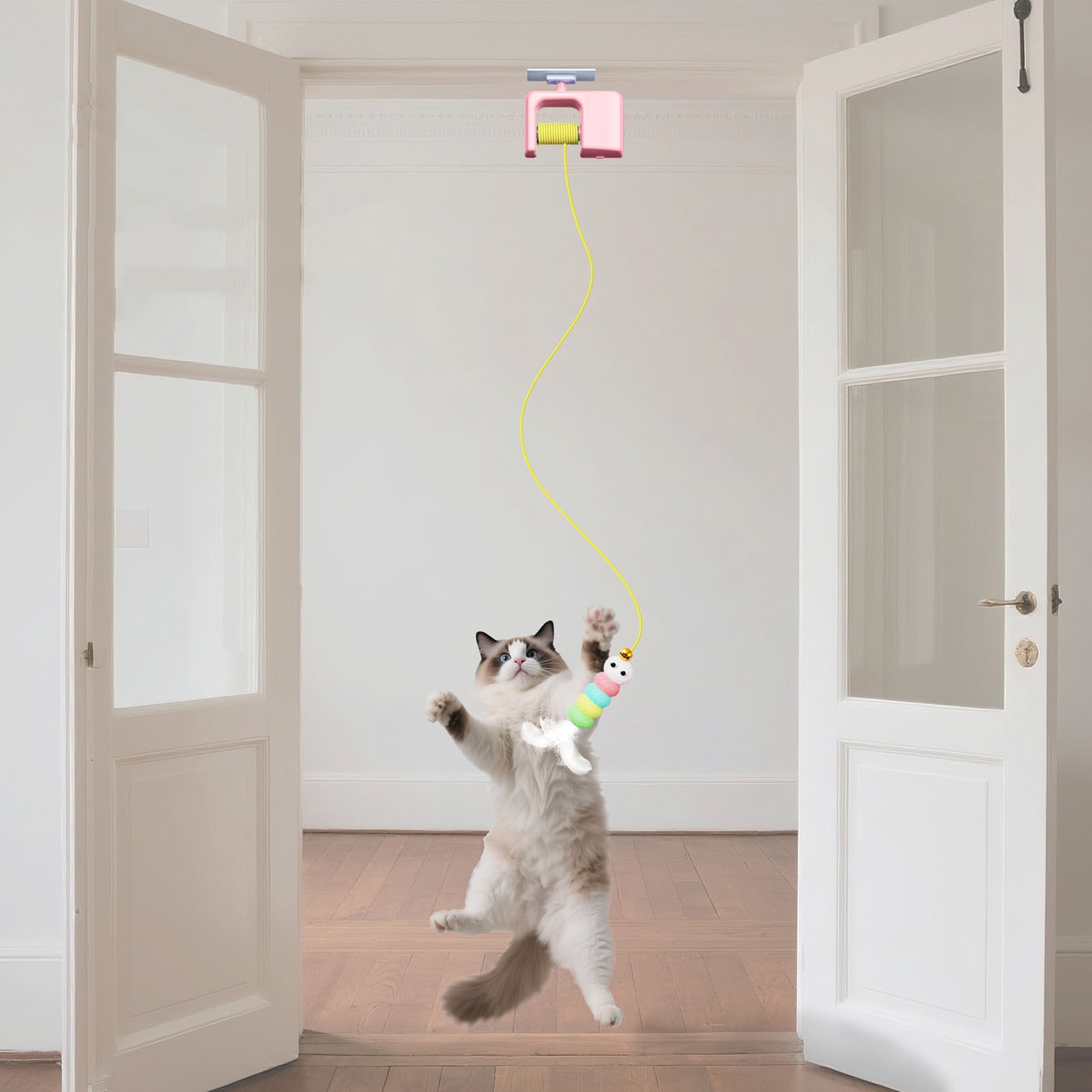 Interactive Cat Feather Toys, Rechargeable Interactive Hanging Door Cat ...