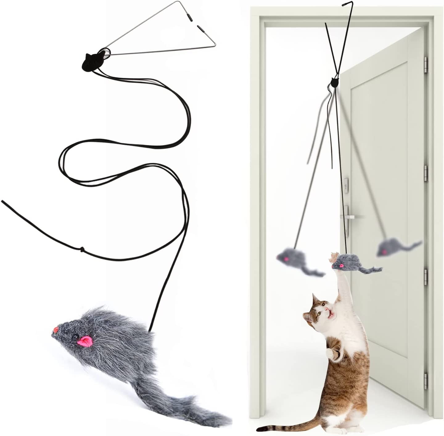 Interactive Cat Feather Toys,Retractable Teaser Toy ，Hanging ...
