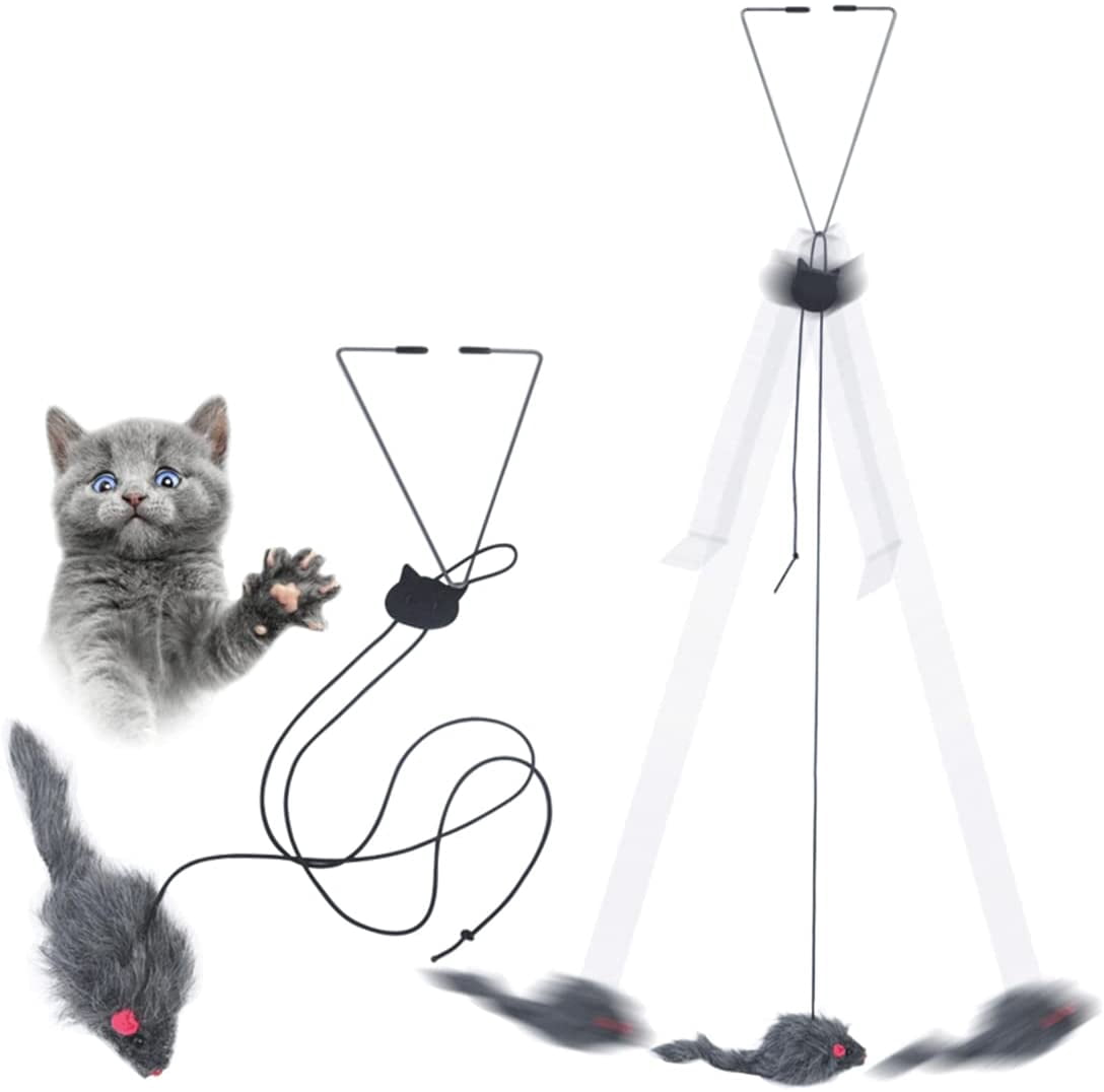 Interactive Cat Feather Toys,Retractable Teaser Toy ，Hanging ...