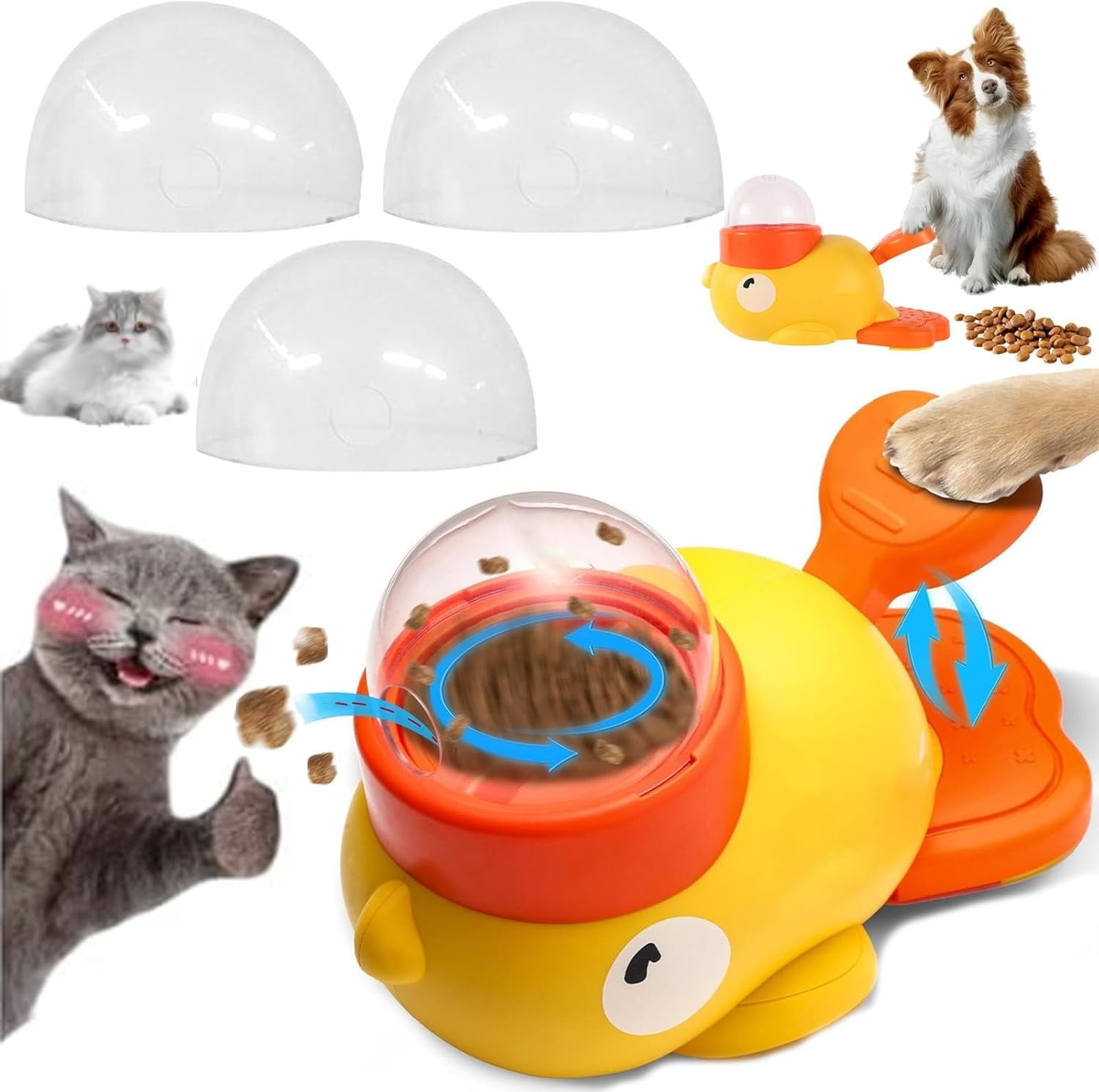 Interactive Cat Feeder, Cat Treat Dispenser Toy, Little Yellow Duck ...