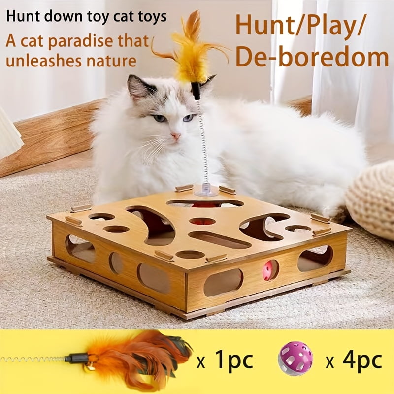 Interactive Cat Puzzle Maze - Wooden Sensory Training Toy with Complex Paths for Hearing ...