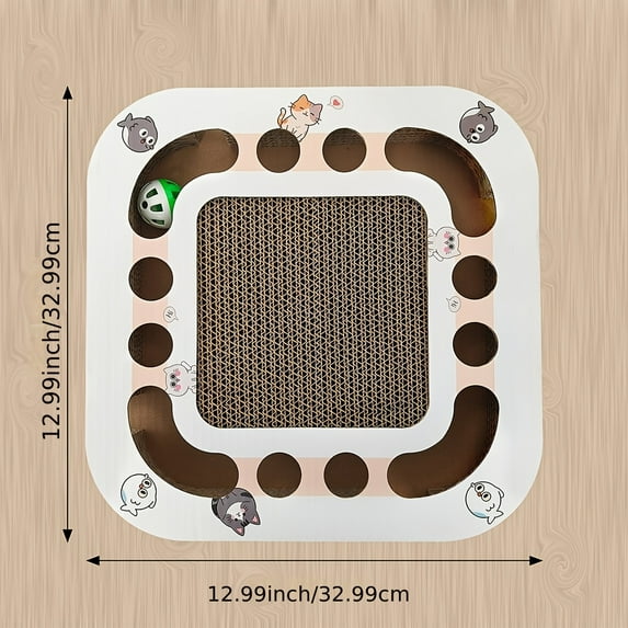 Interactive Cat Scratch Board with Ball Track, Multi-Tiered Corrugated ...