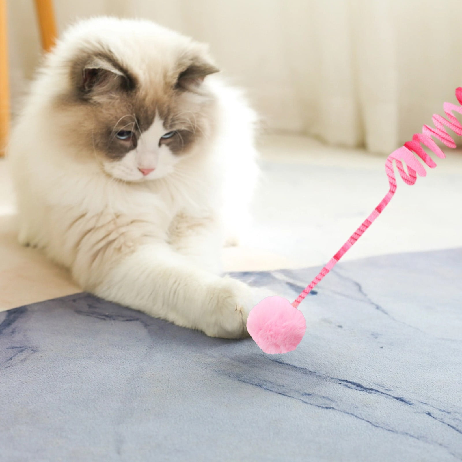 Interactive Cat Teaser Toy with Bells | Hanging Kitty Ball Wand | Blue ...