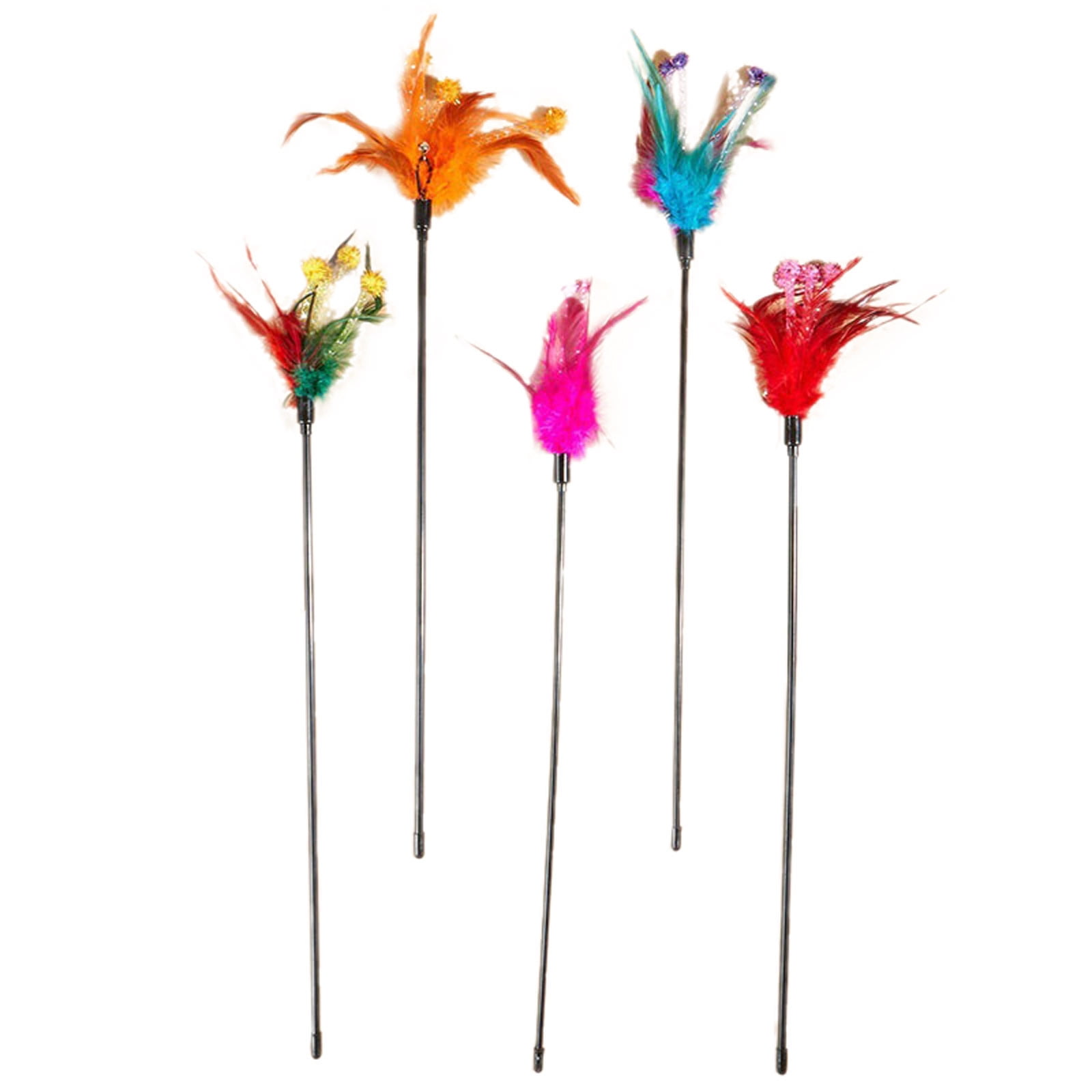 Interactive Cat Teaser Wand Toy with Feathers and Non Handle for ...