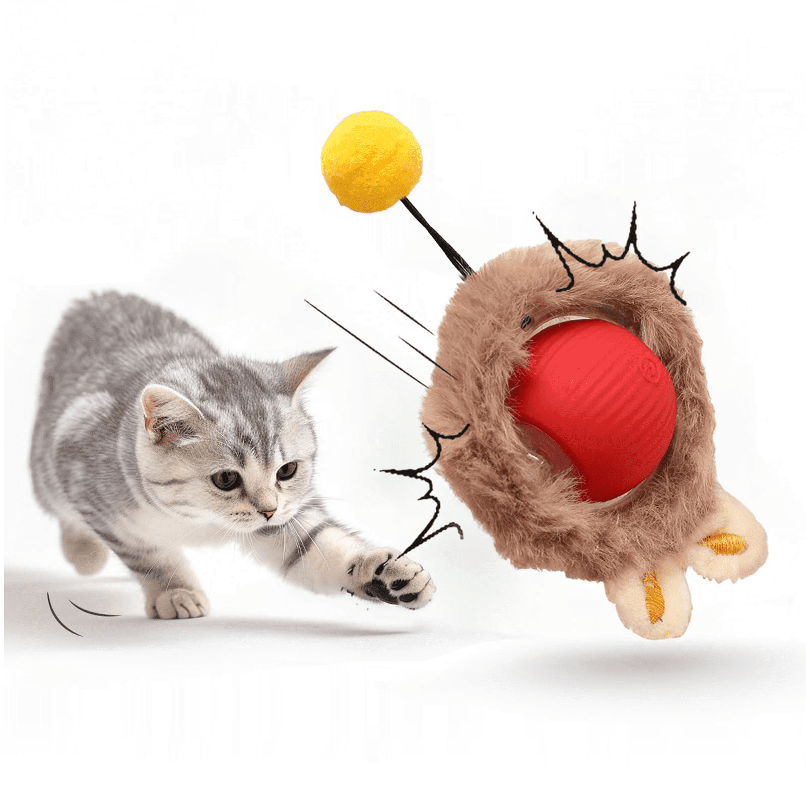 Interactive Cat Toy Ball for Indoor, 2025 New Fast Self Rolling Ball ...