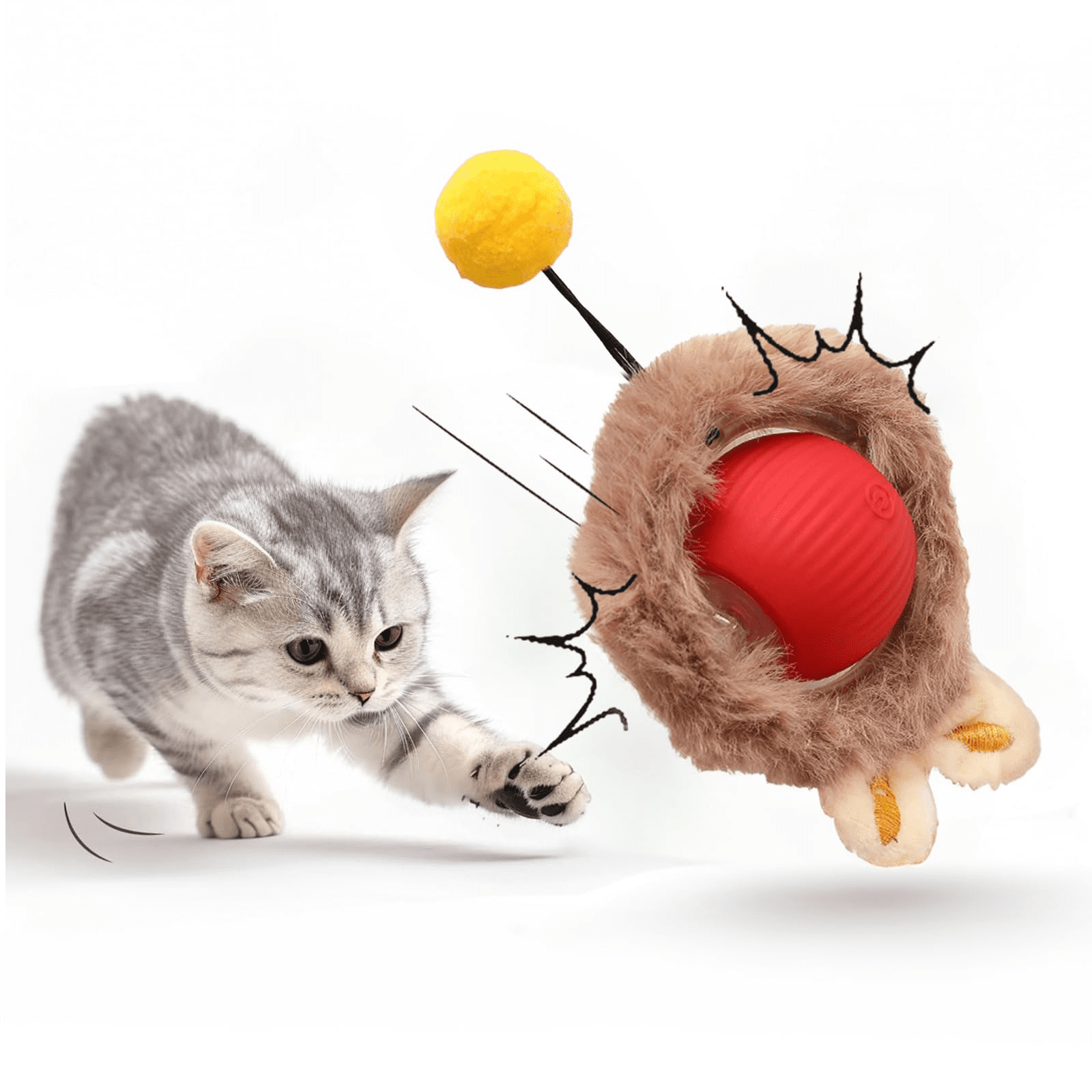Interactive Cat Toy Ball for Indoor Cats, 2025 New Fast Self Rolling ...