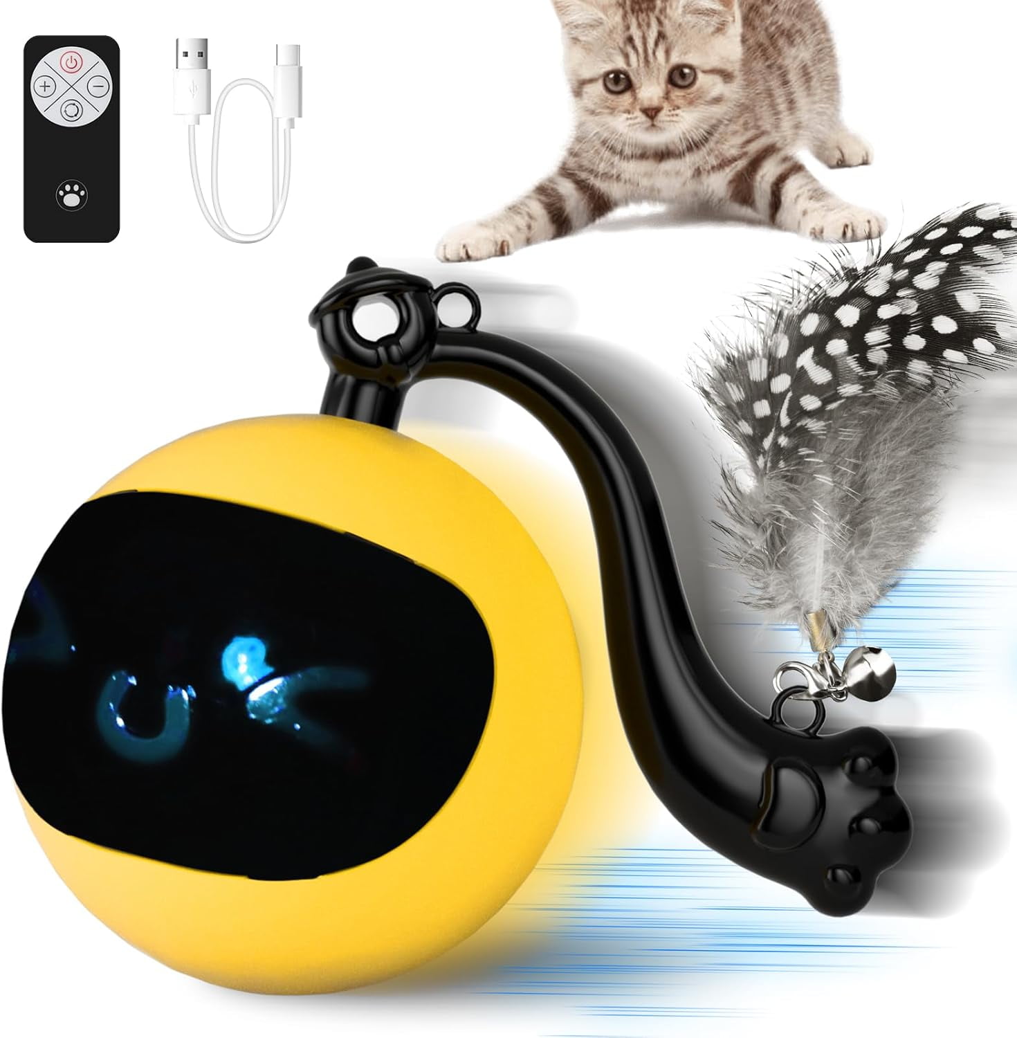 Interactive Cat Toy Ball with Remote Control, Automatic Moving ...
