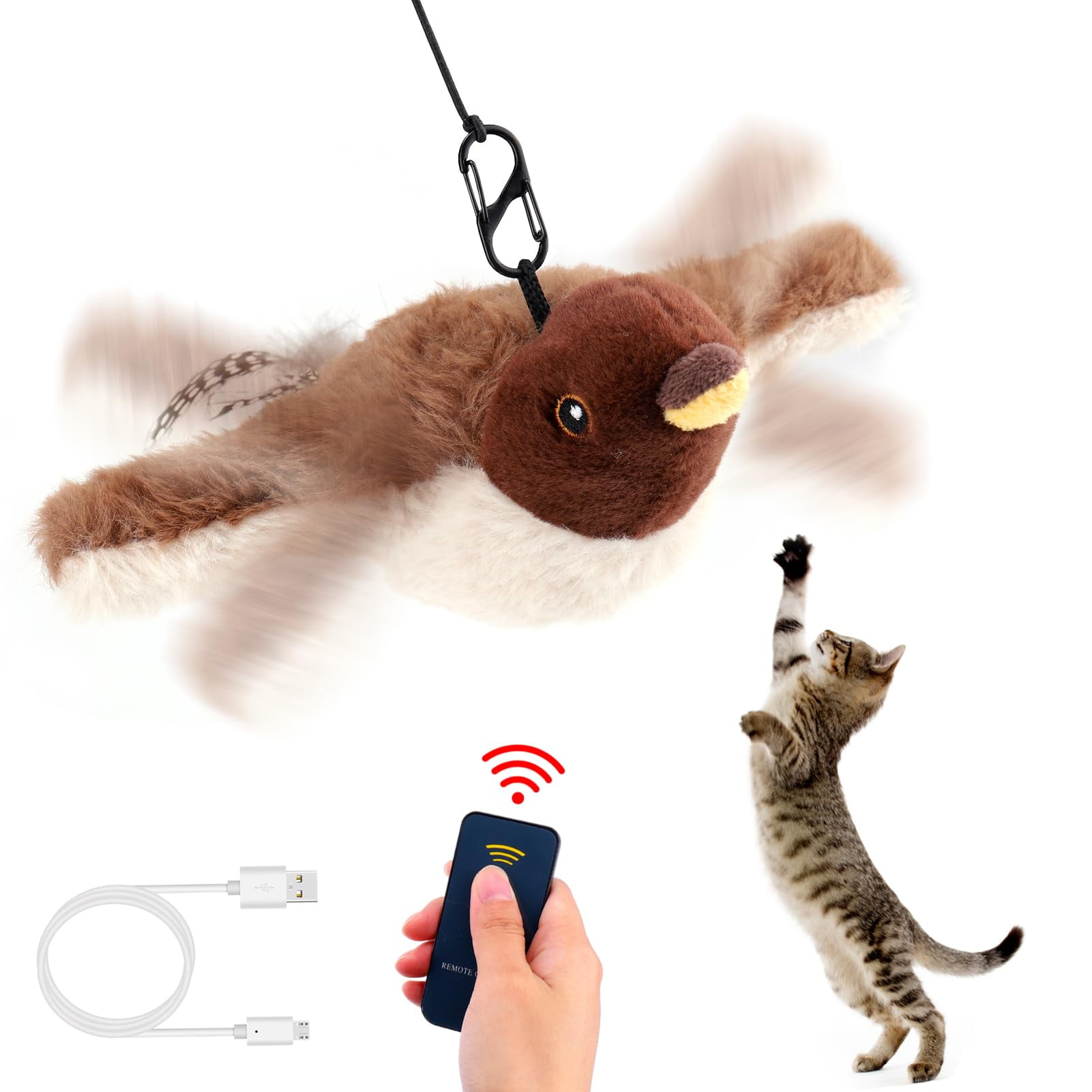 Interactive Cat Toy - Flapping Bird (No Flying) Cat Toys with Remote ...