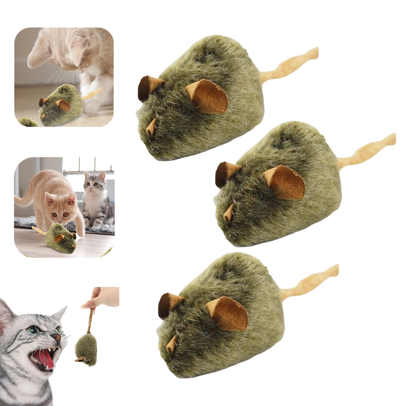 Interactive Cat Toy,Fuzzy Mice Cat Toys - Sound Kitten Toy - Squeak ...