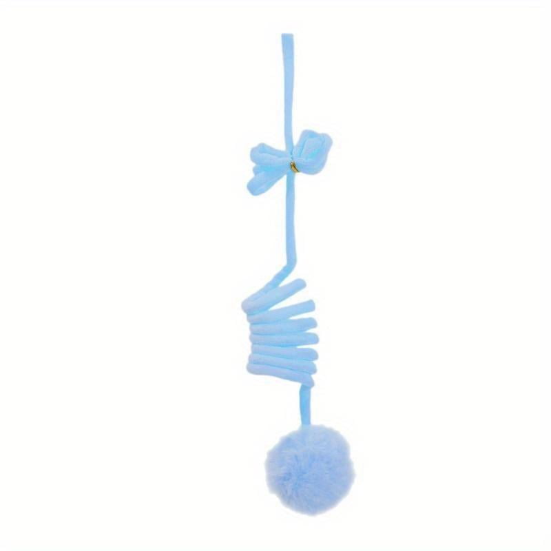 Interactive Cat Toy with Pom Pom & Hanging Spring Ball - Colorful ...