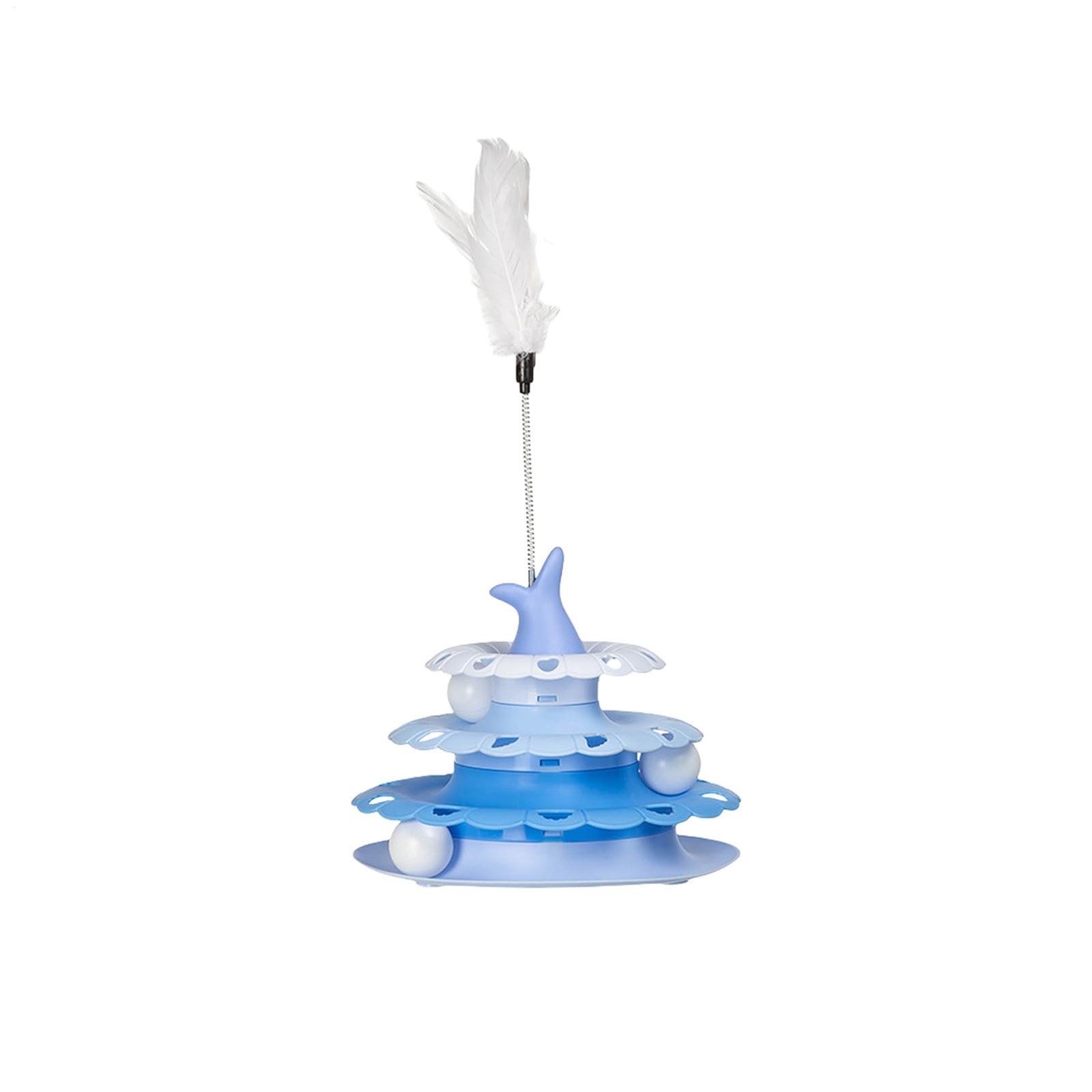 Interactive Cat Toy Roller Track Tower - 3-Layer Turntable Teaser with ...