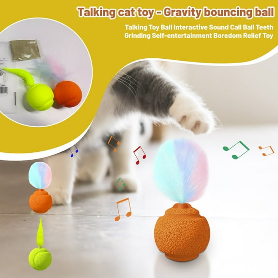 Interactive Cat Toy Set With Gravity Bounce Ball, Feather, Tail ...