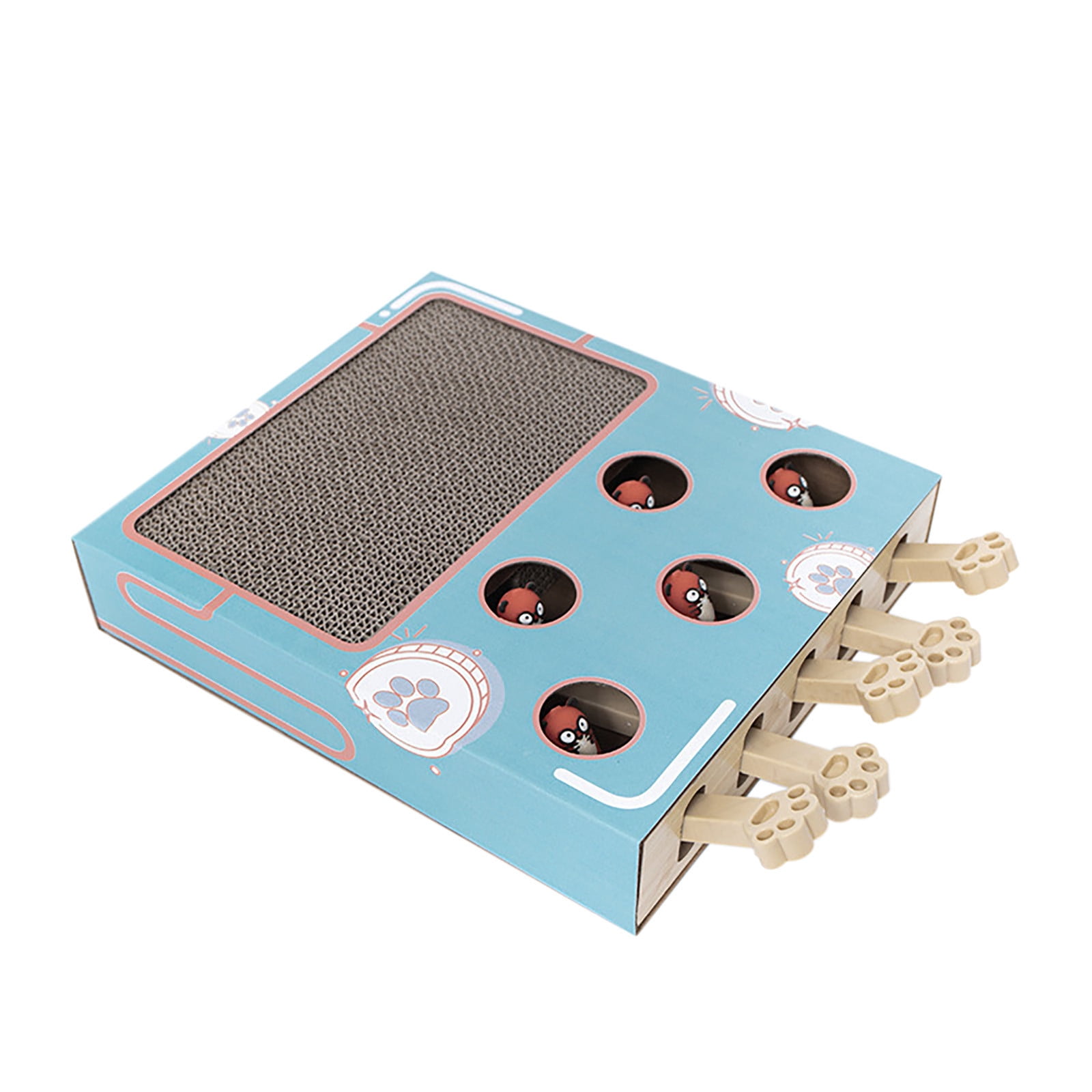 Interactive Cat Toy Whack A Mole Corrugated Paper Scratching Board ...