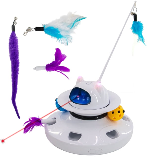 Interactive Cat Toy with Laser & RGB LED Lights - USB Rechargeable, 4 ...
