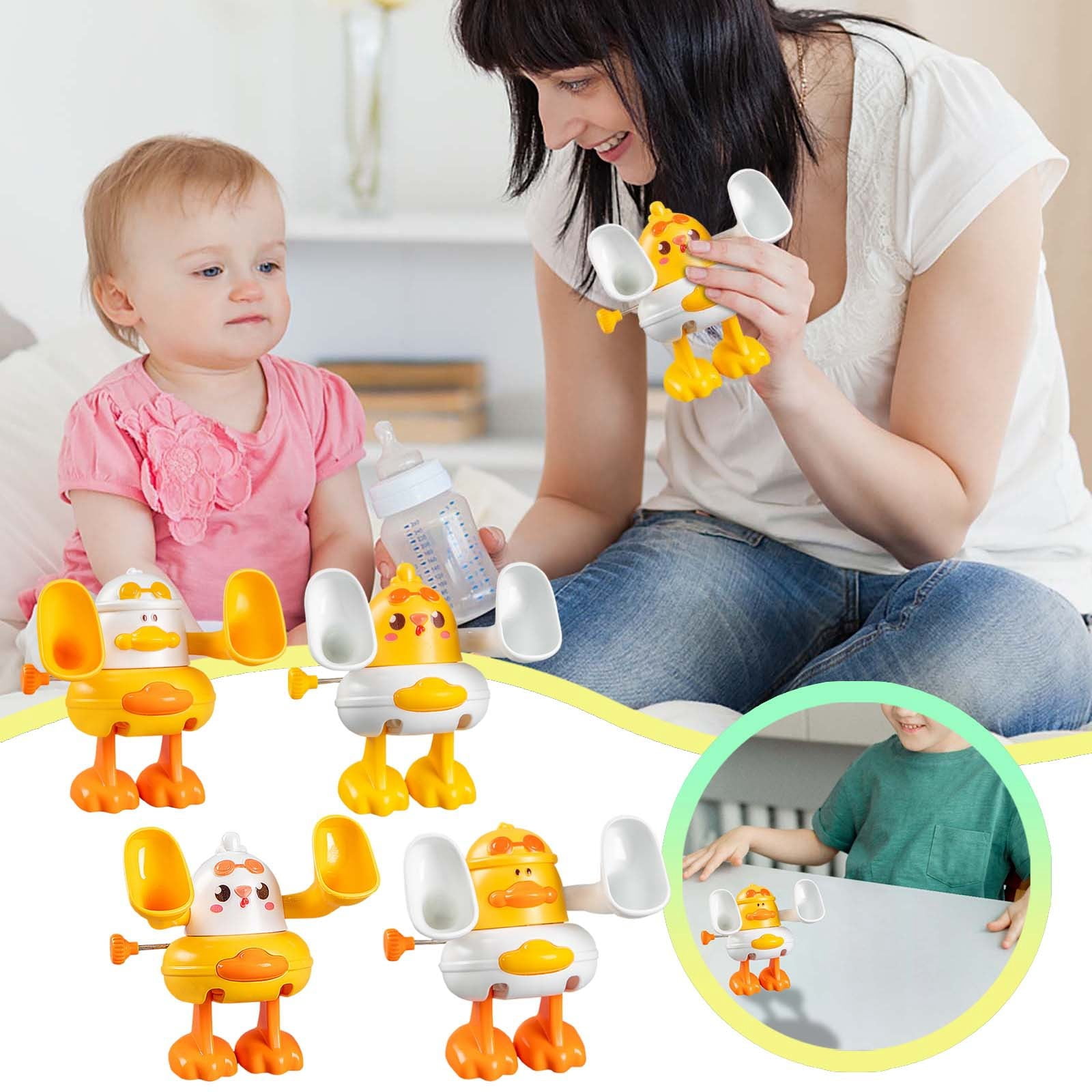 Interactive Cat Toy with Rolling Chain Cute Cartoon Chicken Wind Up ...