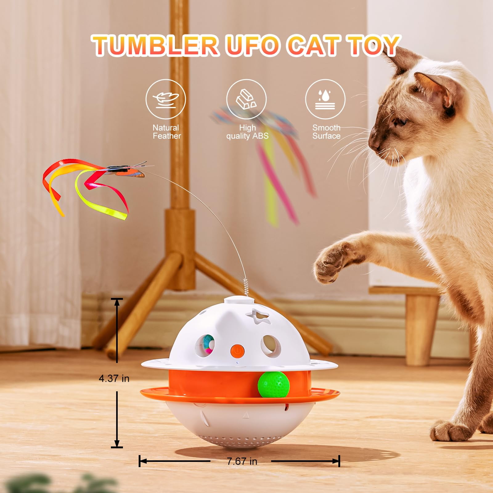 Interactive Cat Toy with,, and Catnip Ball - Dual Power Teasing Stick ...