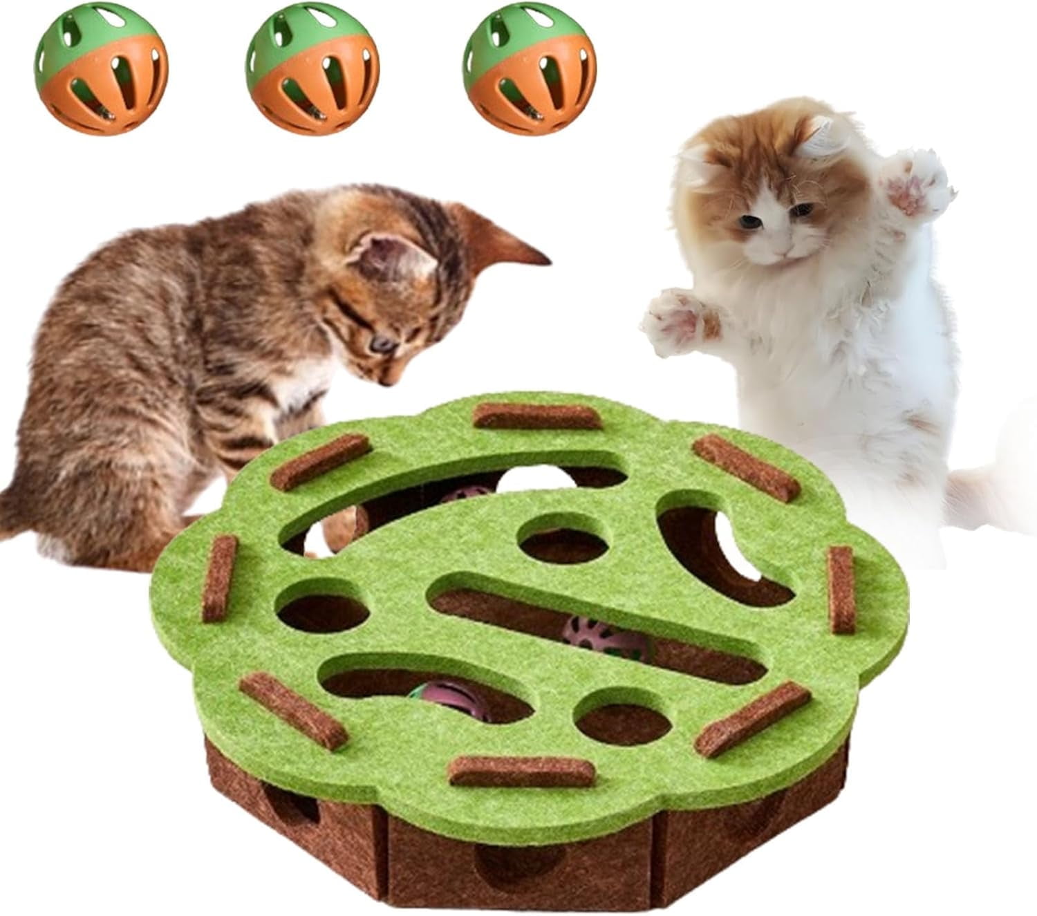 Interactive Cat Toys with 3 Track Balls, Puzzle Box Game, Felt Maze ...