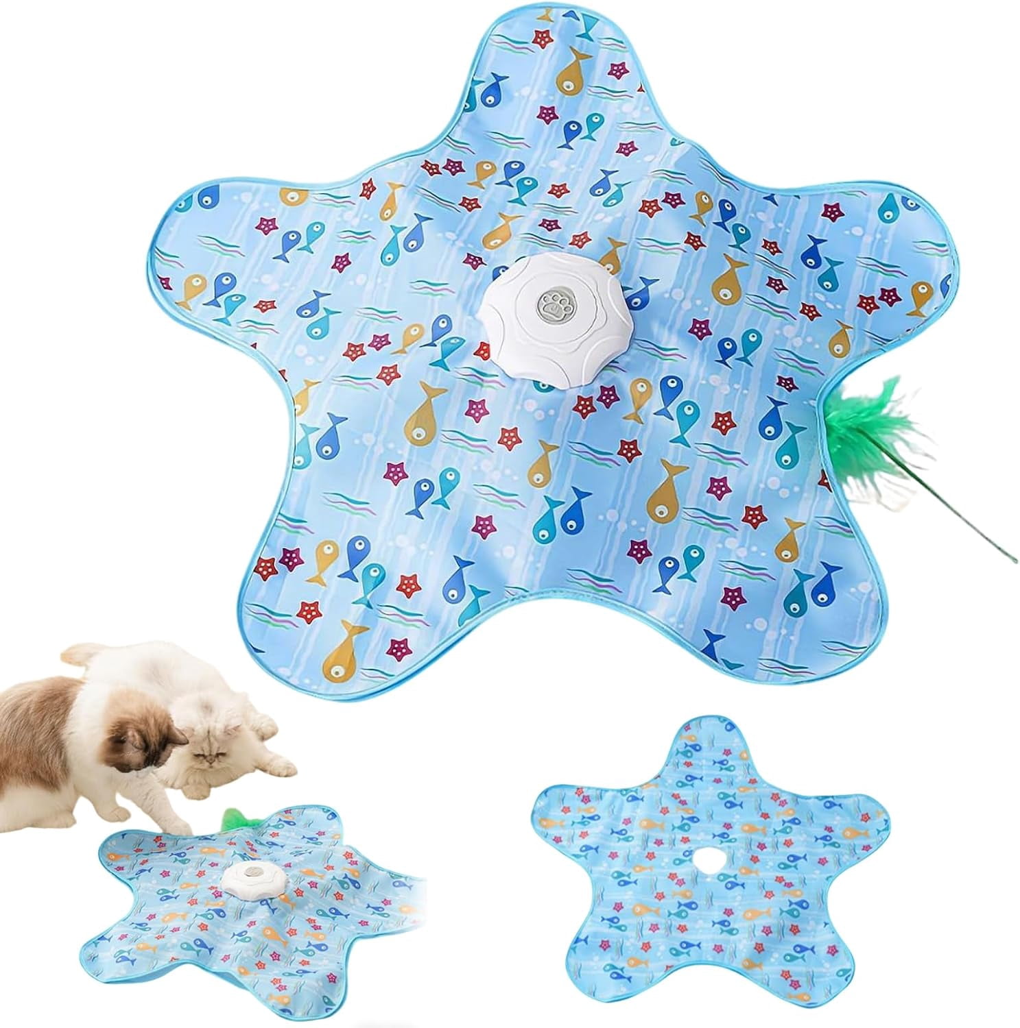 Interactive Cat Toys Automatic, Rechargeable Moving Feather Toy with 3 ...