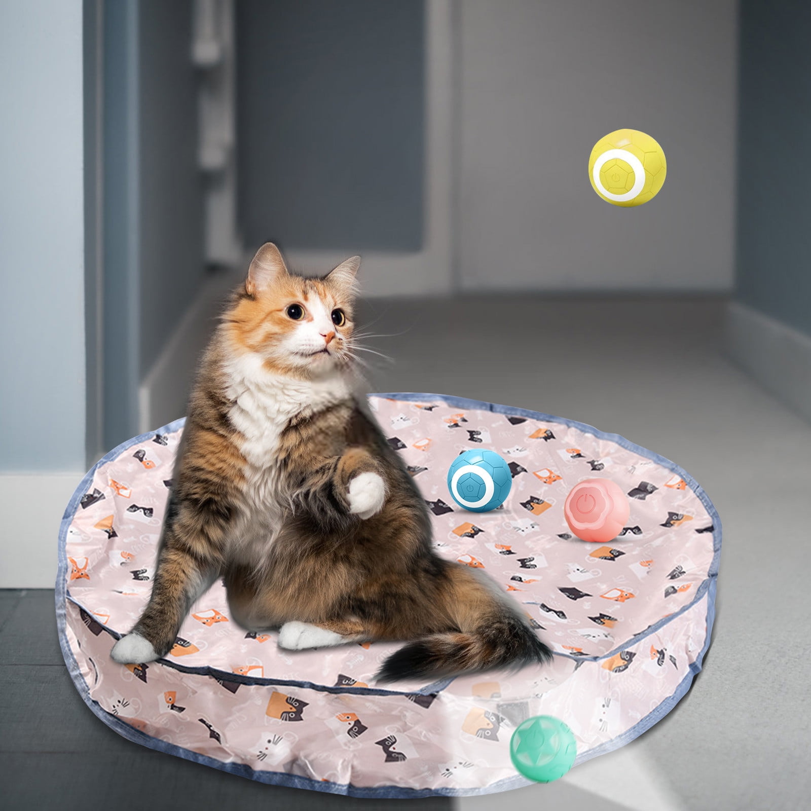 Interactive Cat Toys Ball Fast Rolling in Pouch,Electric Cat Toys ...