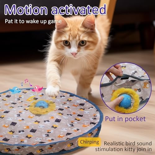 Interactive Cat Toys Ball Fast Rolling in Pouch, Motion Activate ...