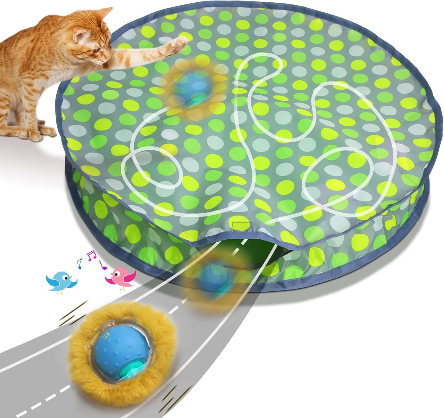 Interactive Cat Toys Ball Fast Rolling in Pouch, Motion Activate ...