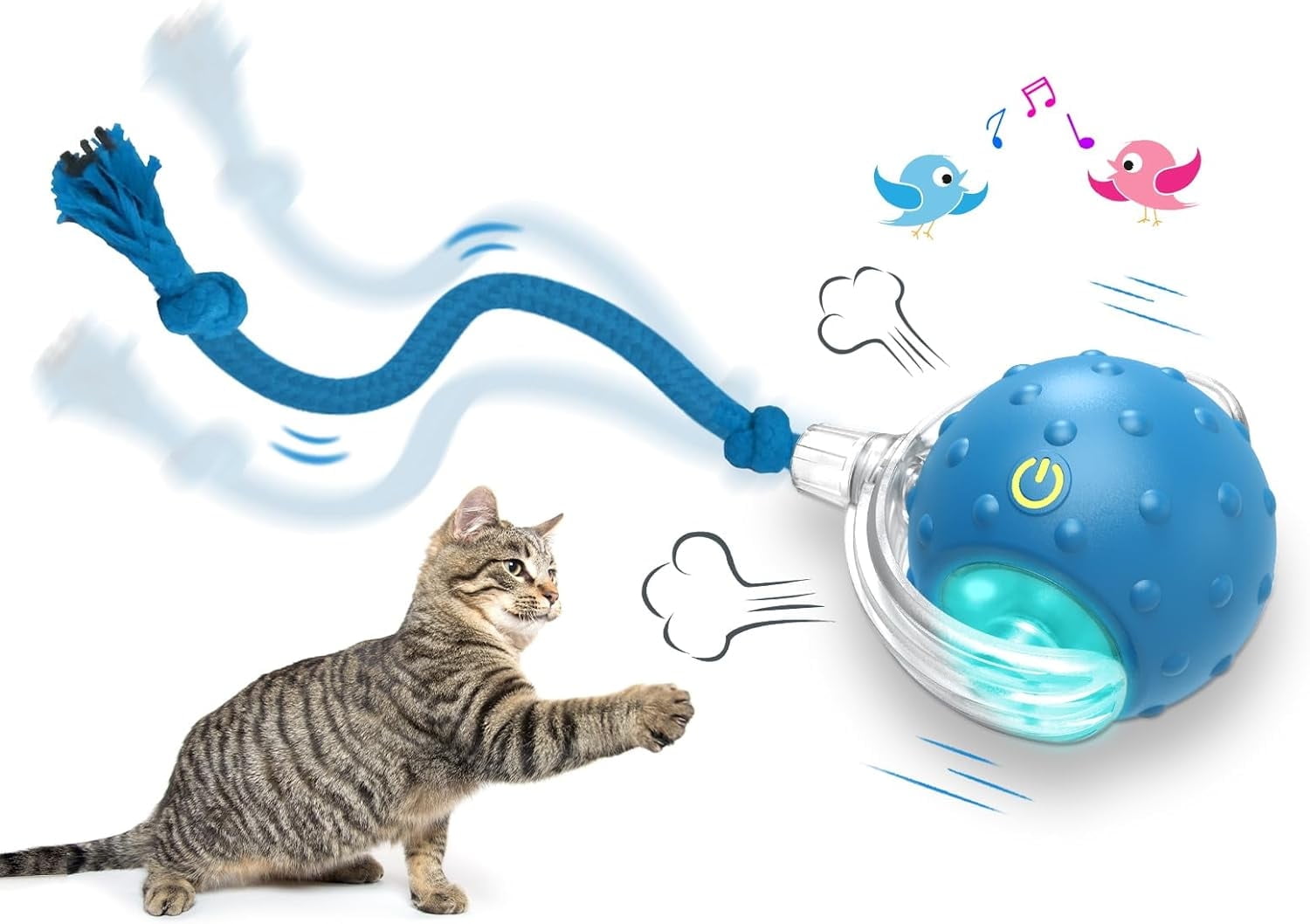 Indoor Cat Interactive Cat Toy Ball, Fast Rolling on Carpet, Chirping ...
