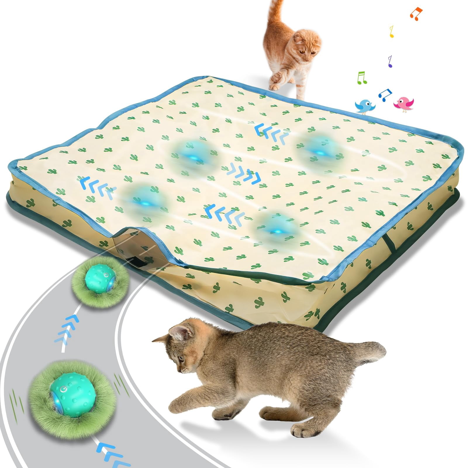 Interactive Cat Toys, Fast Rolling Ball In Play Mat, Motion Activated ...