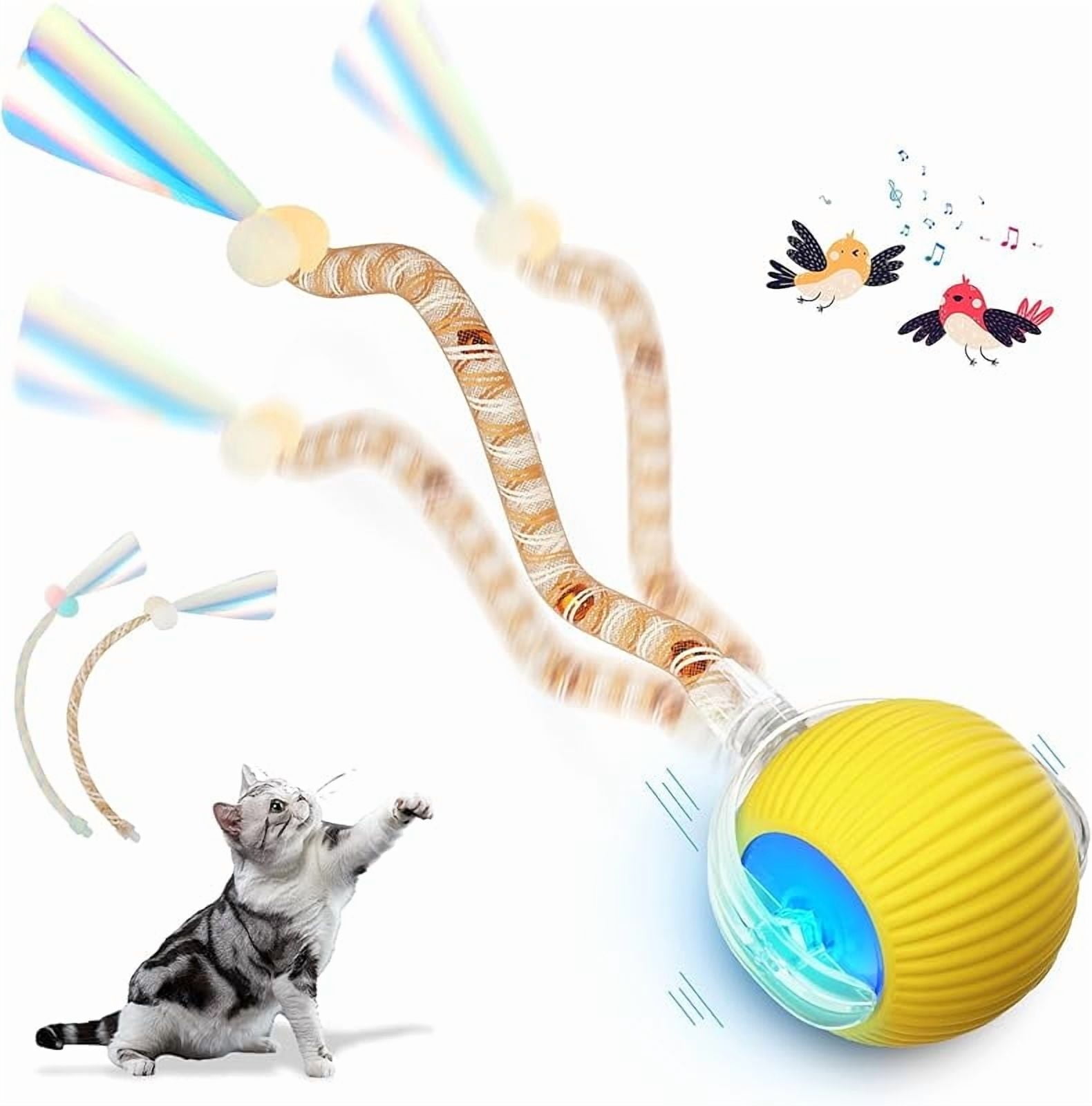 Interactive Cat Ball Toy with Elastic Mesh Tail, Automatic Chirping ...