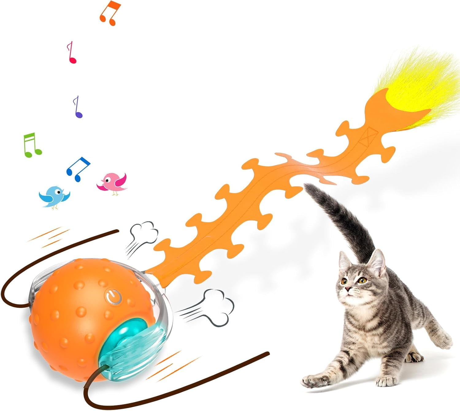 Interactive Cat Toys for Indoor Cats, Fast Rolling Cat Ball with ...