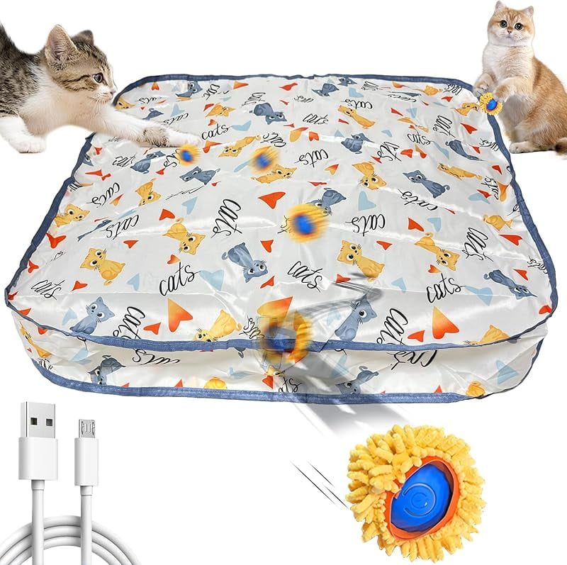 Interactive Cat Toys for Indoor Cats,Self Rolling Cat Ball in Play Mat ...