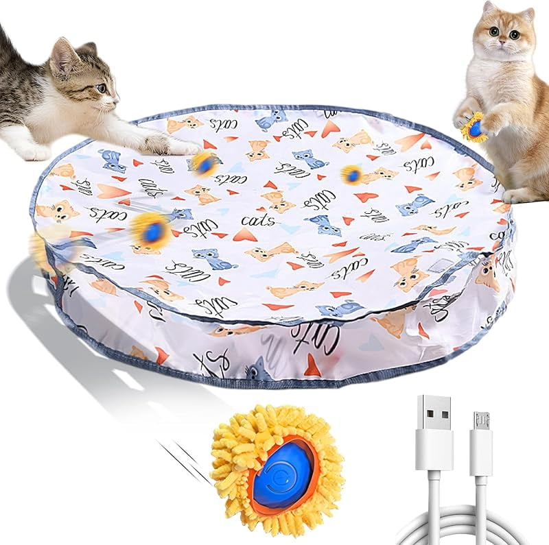 Interactive Cat Toys for Indoor Cats,Self Rolling Cat Ball in Play Mat ...