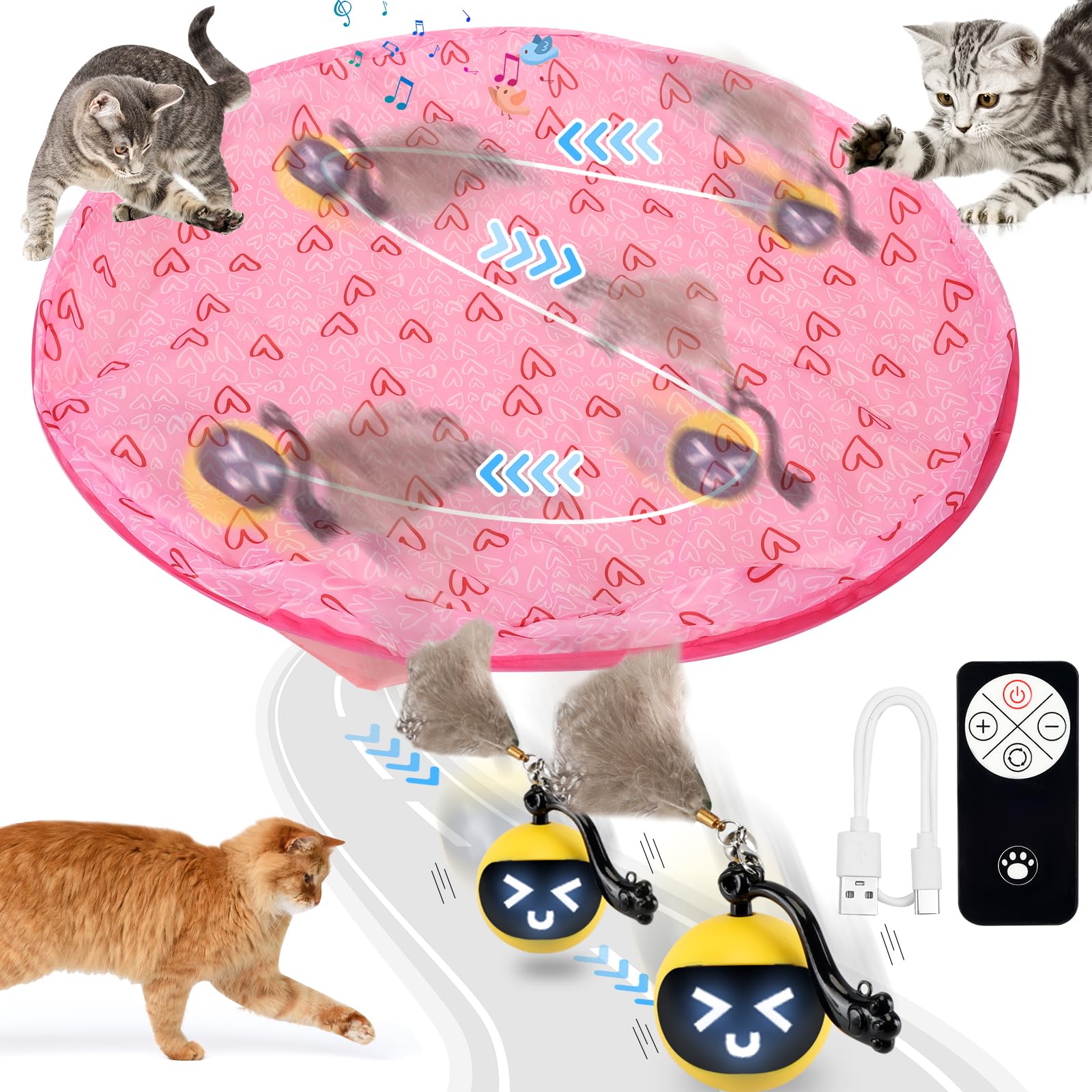 Interactive Cat Toys for Indoor Cats, Smart Cat Toy Ball Fast Rolling ...