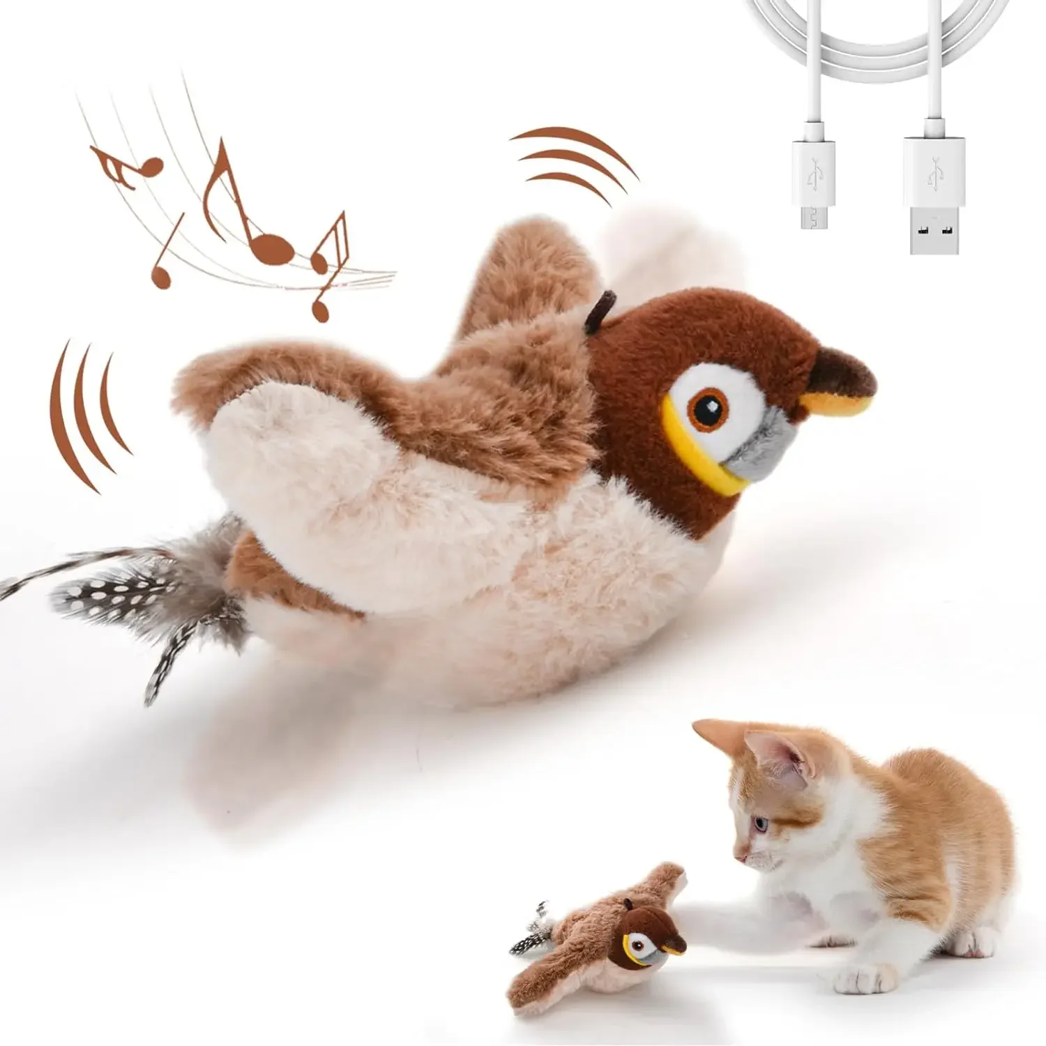 Interactive Cat Toys, Rechargeable Chirping Flapping Bird(no Flying ...