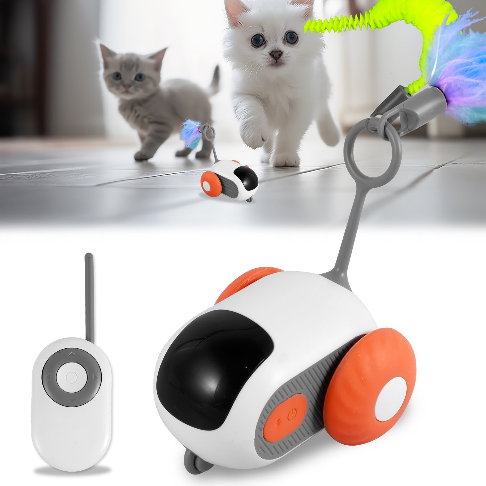 Interactive Cat Toys Remote Control Cat Toy USB Rechargeable Automatic Cat Toys with Obstacle ...