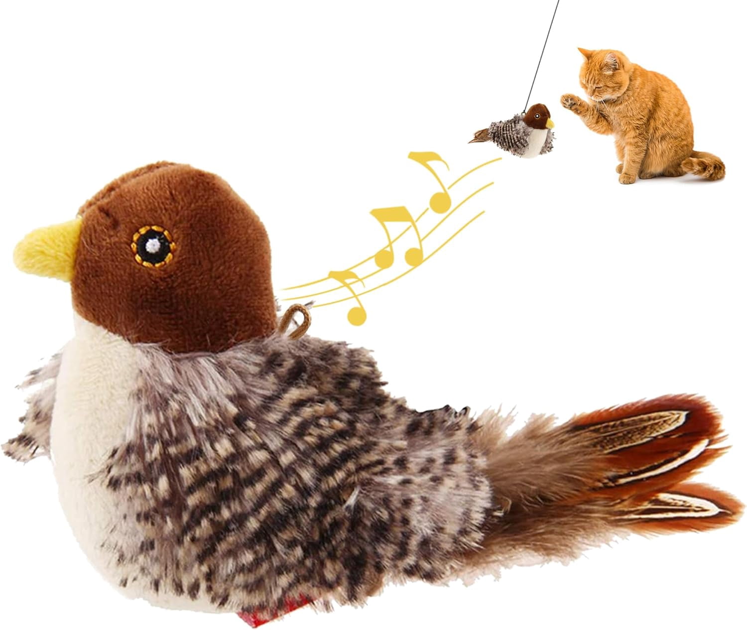 Interactive Cat Toys Squeaky, Stimulated Chirping Bird Toy Making Noise ...