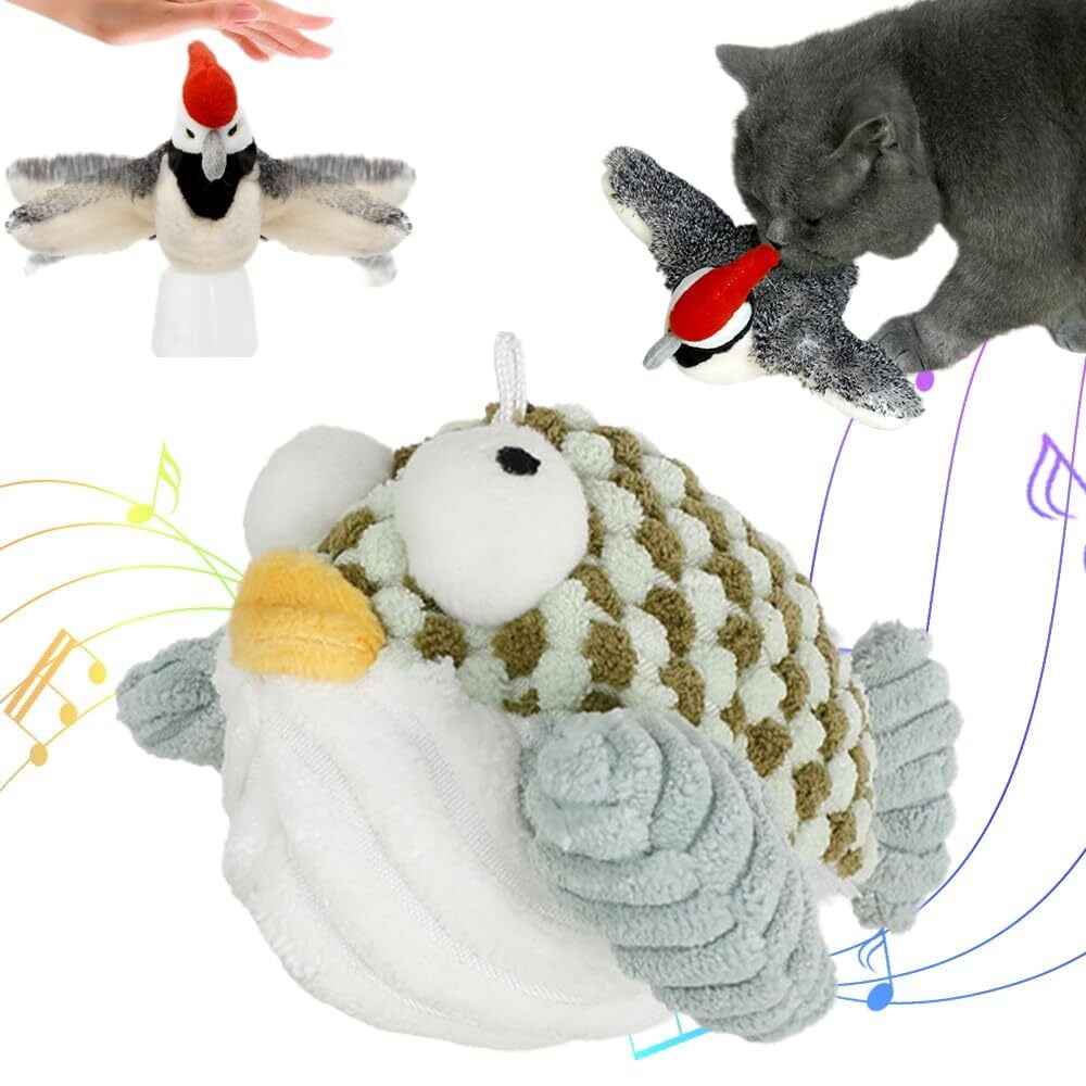 Interactive Cat Toys, Touch Activated Cat Moving Toy Lifelike Squeaky ...