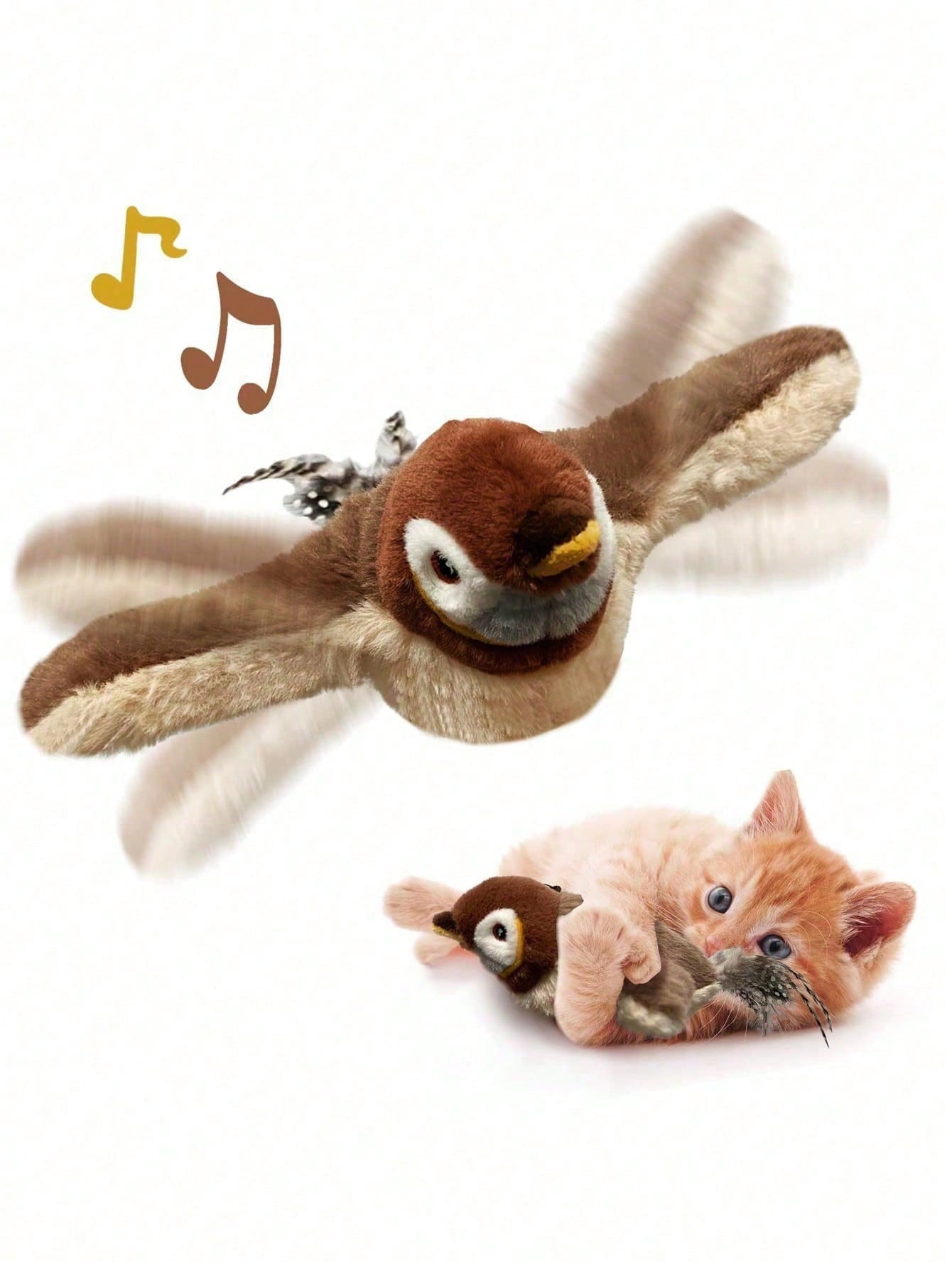 Interactive Cat Toys USB Rechargeable Chirping Flapping Bird(No Flying ...