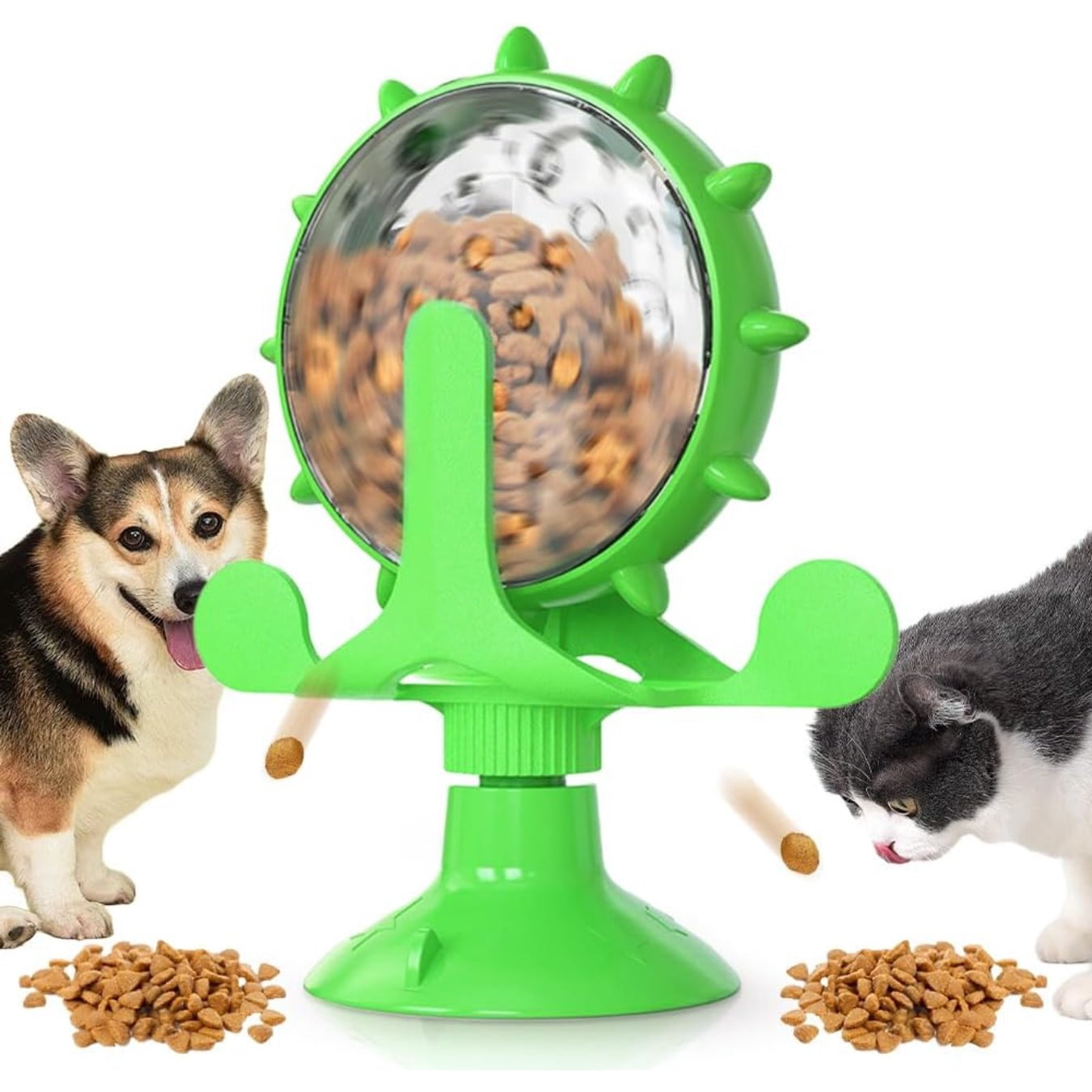 Interactive Cat Treats Dispenser Toy, 2025 New 360° Rotating Windmill ...