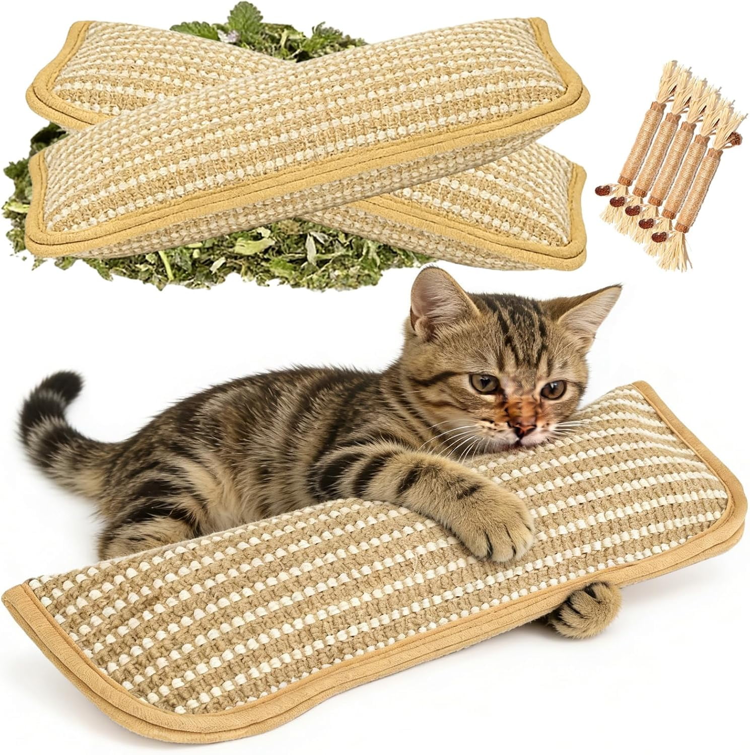 Interactive Catnip Chew Toy with 6000mg Organic Catnip, Soft Sisal ...