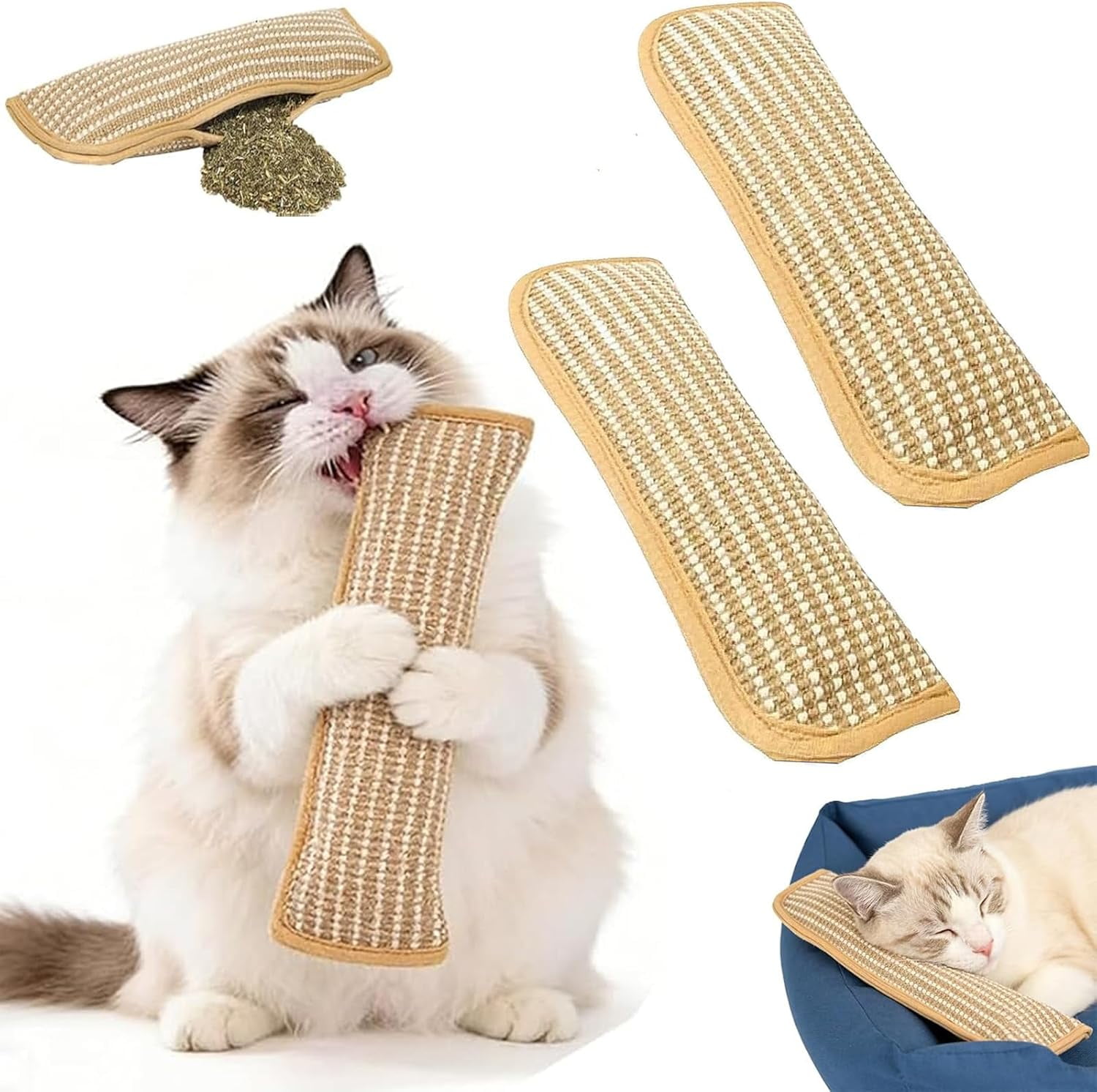 Interactive Catnip Chew Toy for Indoor Cats, Refillable Sisal Catnip ...