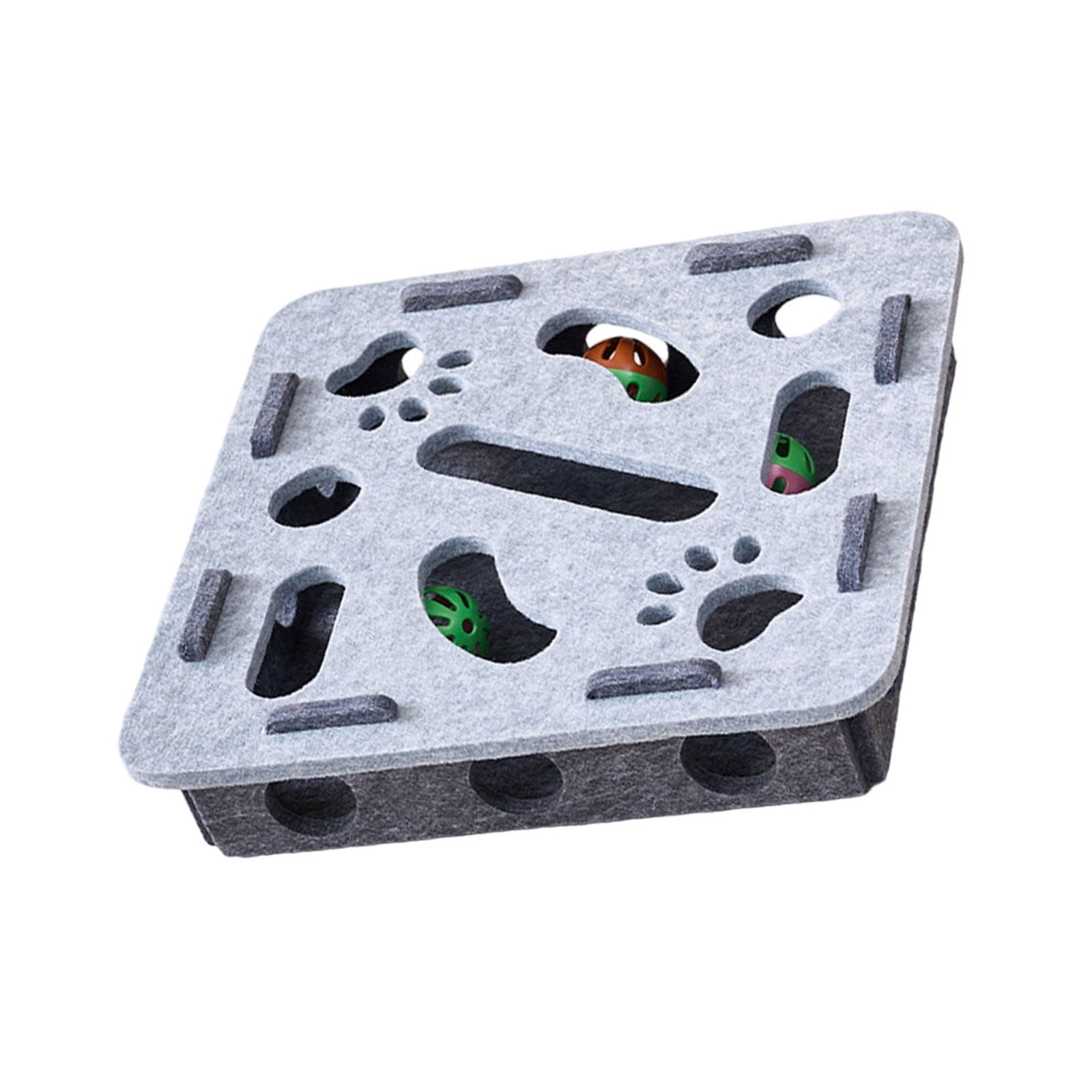 Interactive Cats Puzzle Box Toy With Holes and Bells For Mental Stimulation Indoor Play Felt ...